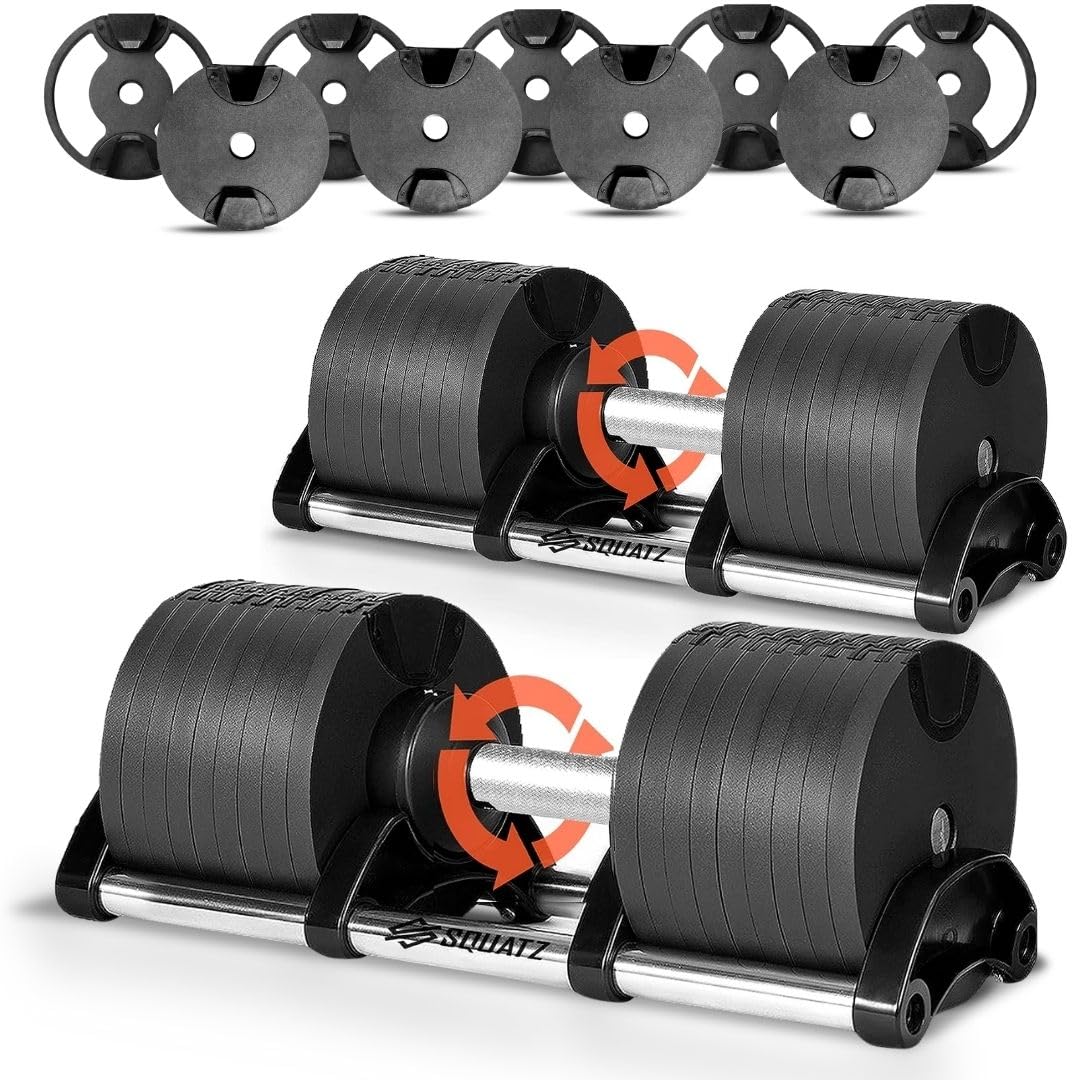 Buy SQUATZ 70lb Adjustable Dumbbell Set, Adjustable Weight to Replace 9 ...