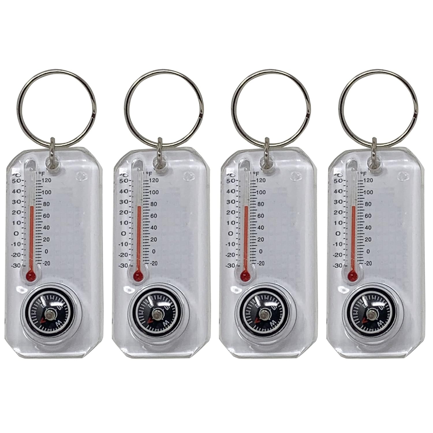 Amazon.com: 4 Pack Compass and Thermometer Key Ring 2 in 1 Camping ...