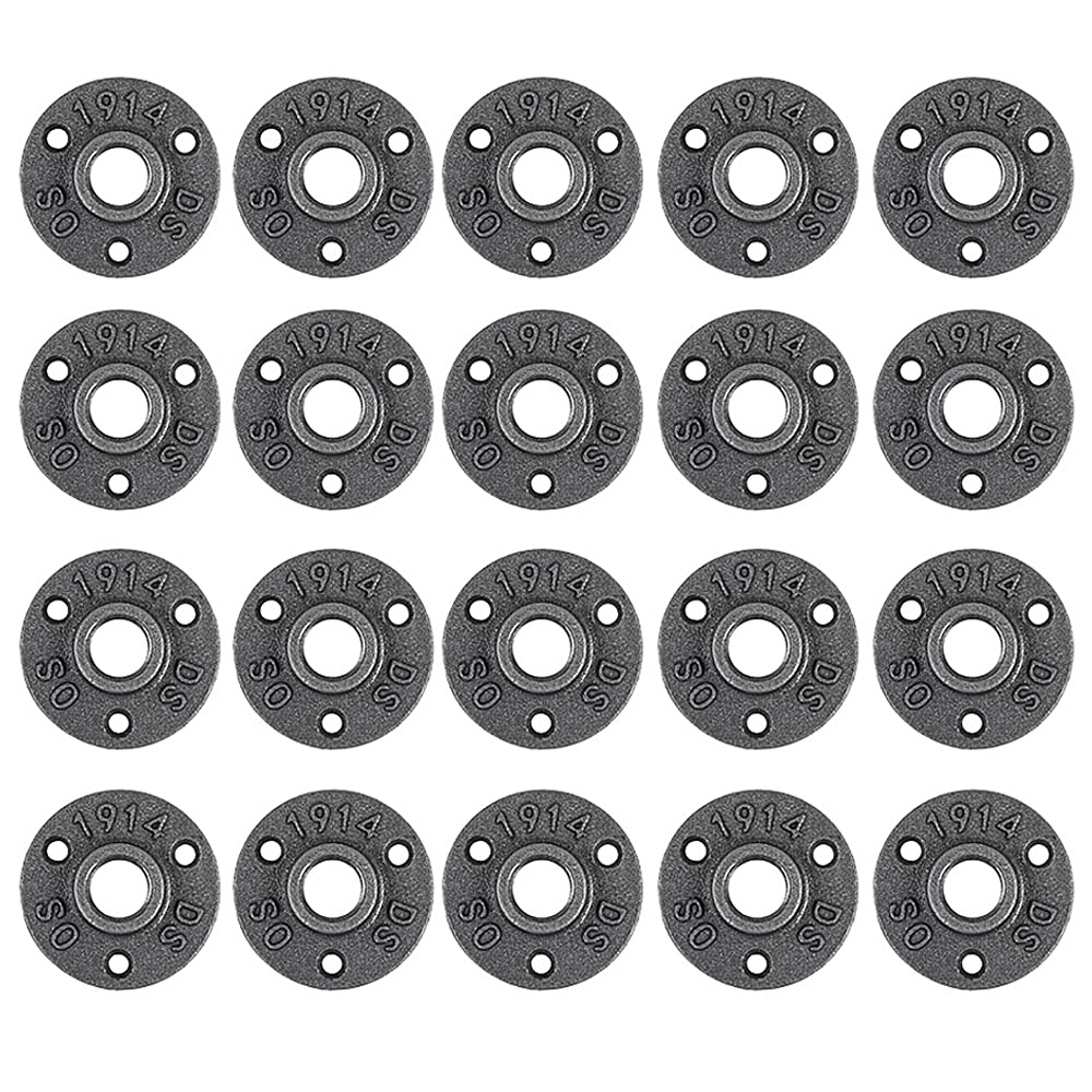 Niubid 20 Pack 1/2 inches Malleable Cast Iron Pipe Flange, Industrial ...