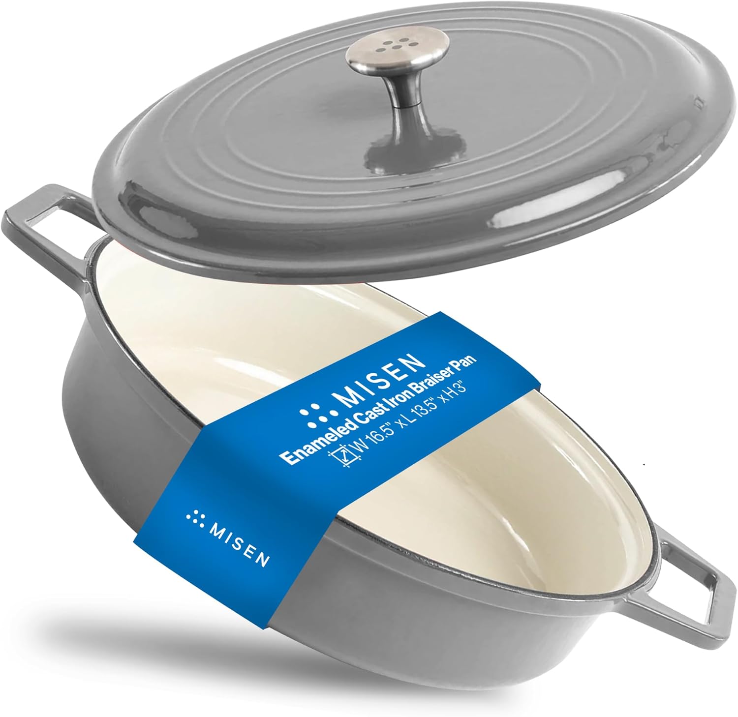 Amazon.com: Misen Enameled Cast Iron Braiser Pan with Lid - Shallow ...