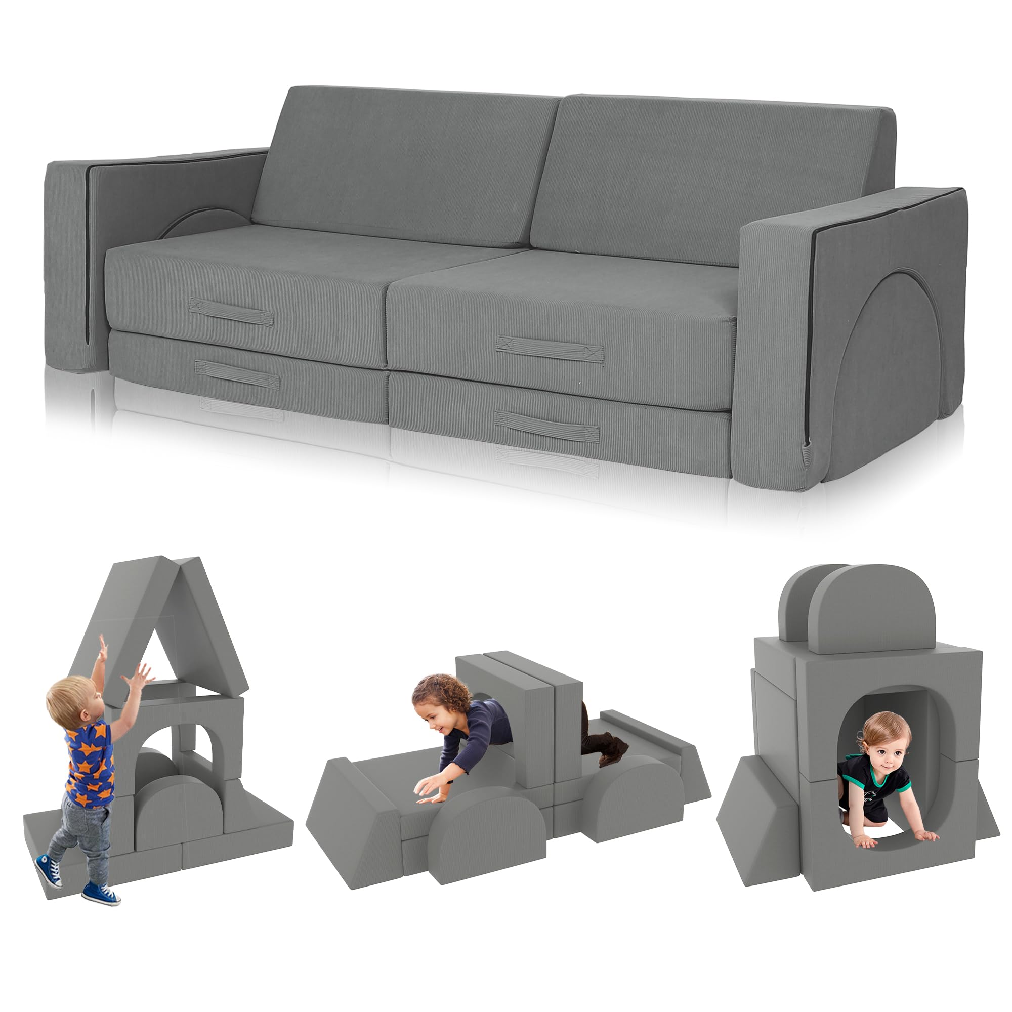 Amazon.com: CATMIX Modular Kid Play Couch, 10PCS Kids Couch Sectional ...