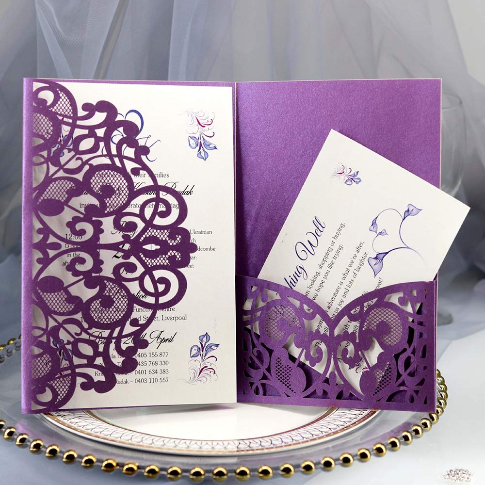 Dark Purple Wedding Invitations