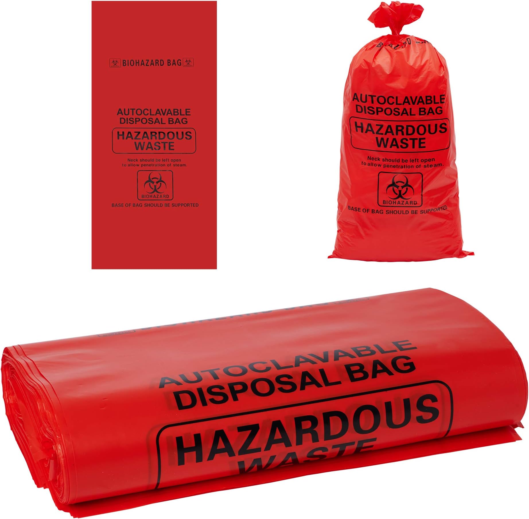 Amazon.com: Biohazard Red 10–15 Gallon Capacity Bags — Roll of 25 ...