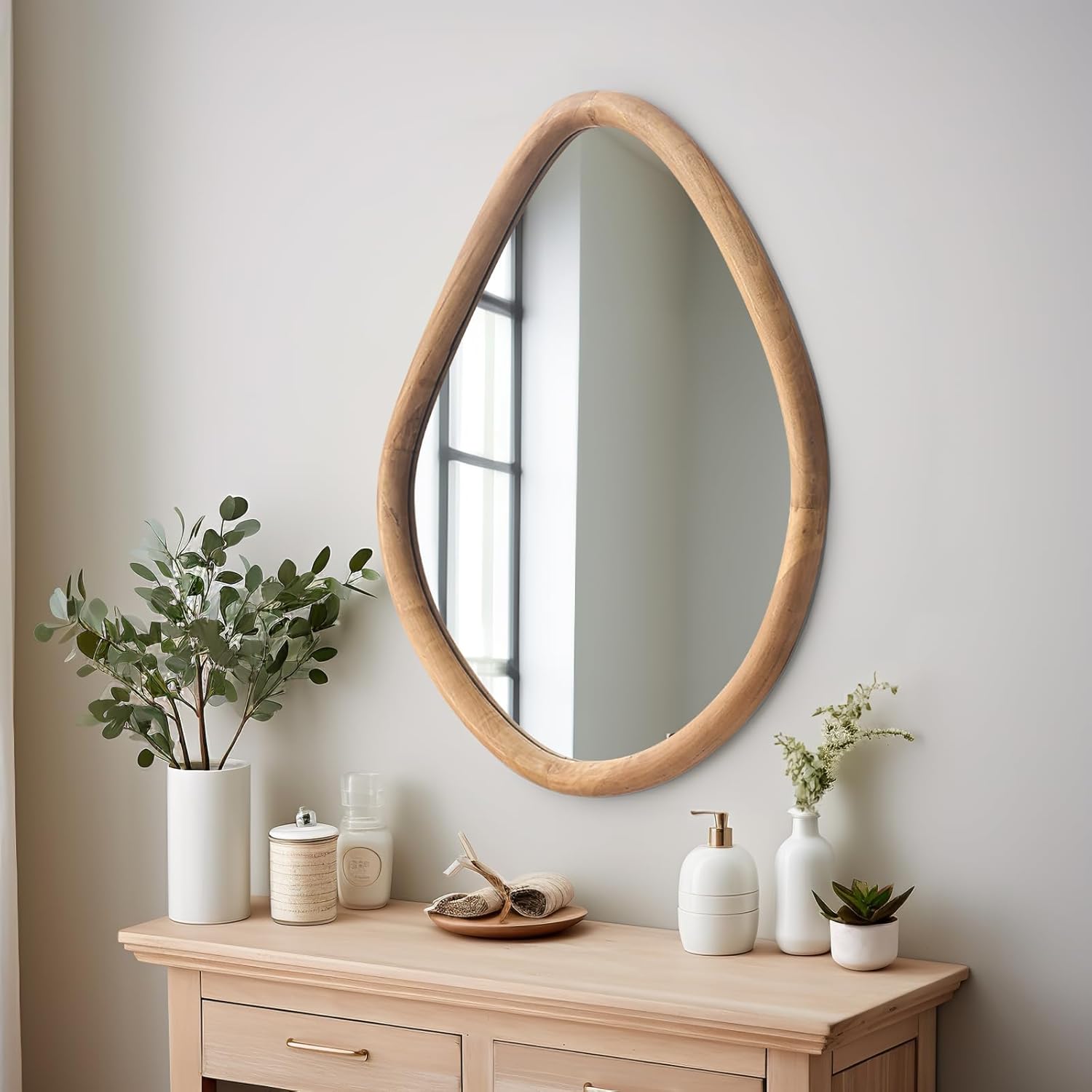 Amazon.com: sawsile Irregular Wall Mirror,Nature Wood Asymmetrical ...