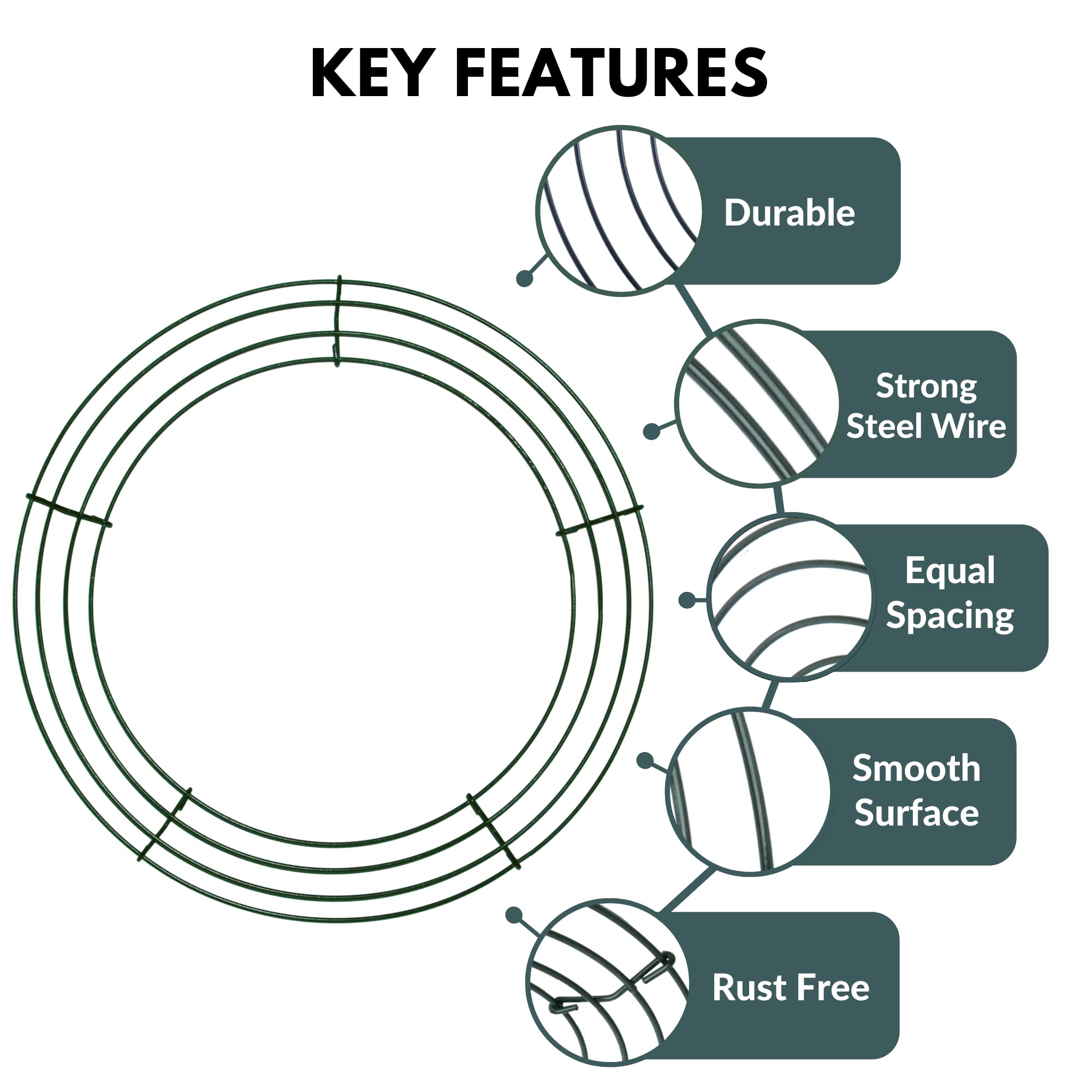 Snapklik.com : Upstout 2-Pack 12 Inch Wire Wreath Frame Round Metal ...