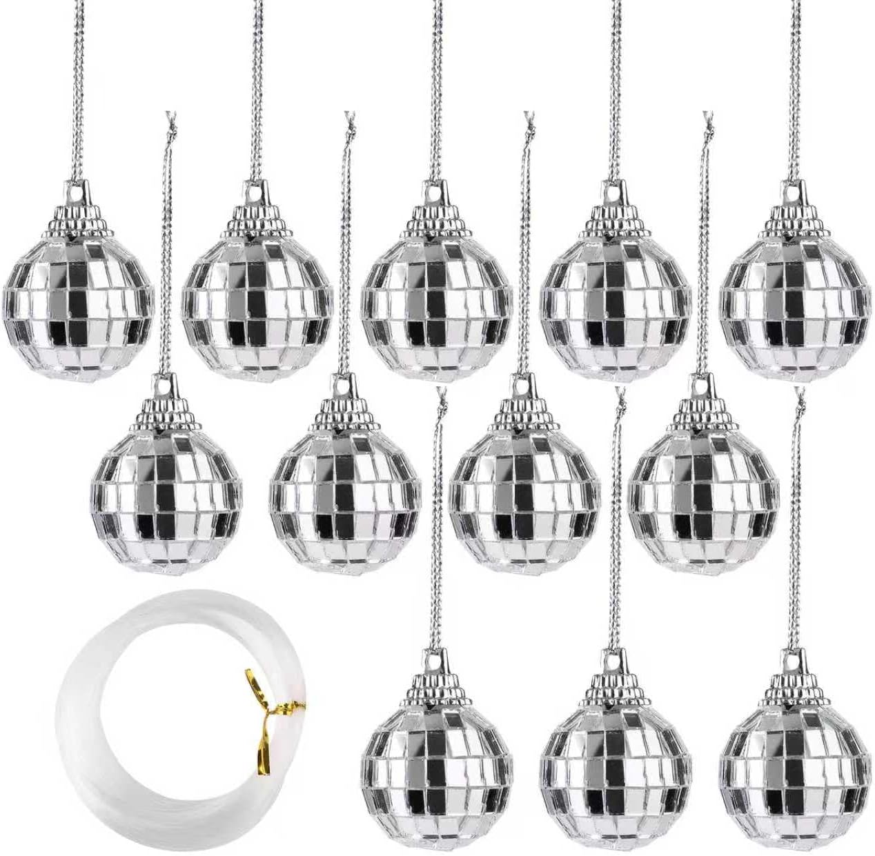 Amazon.com: 12PCS Mini Disco Balls,1.2" Silver Small Disco Balls ...