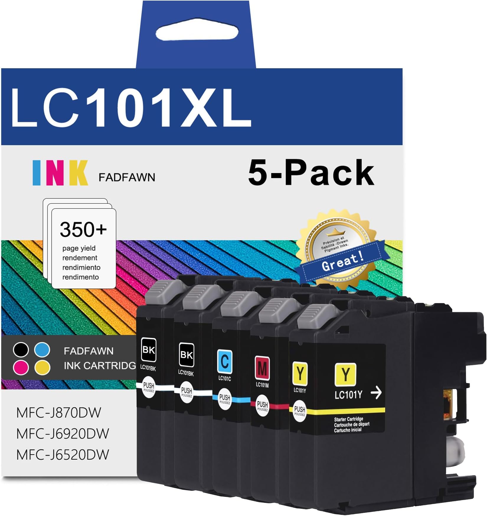Amazon.com: Brother Genuine Black Ink Cartridge 2-Pack, LC101BK ...