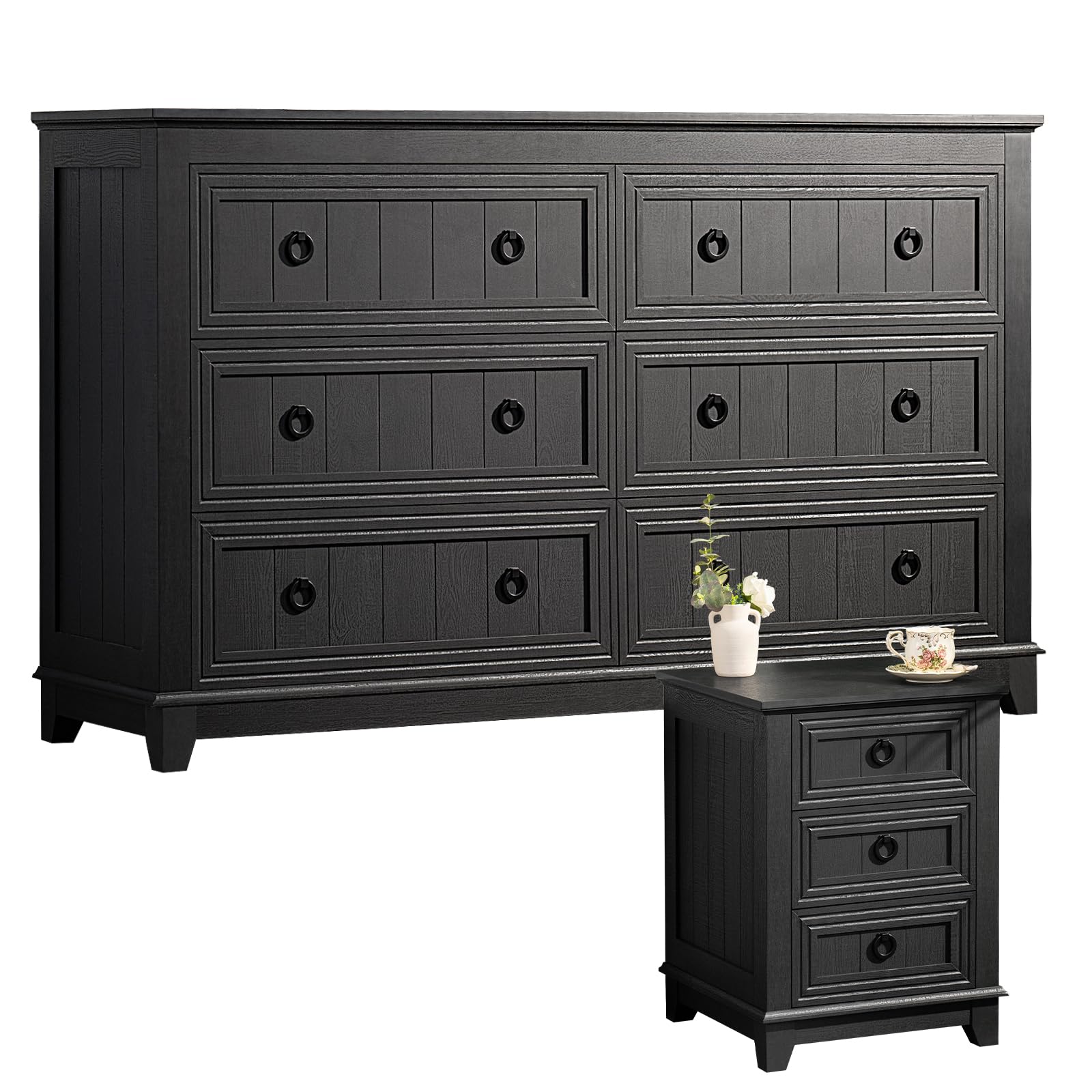 Amazon.com: Joaxswe Farmhouse Dresser and Nightstand Sets 2 Piece ...
