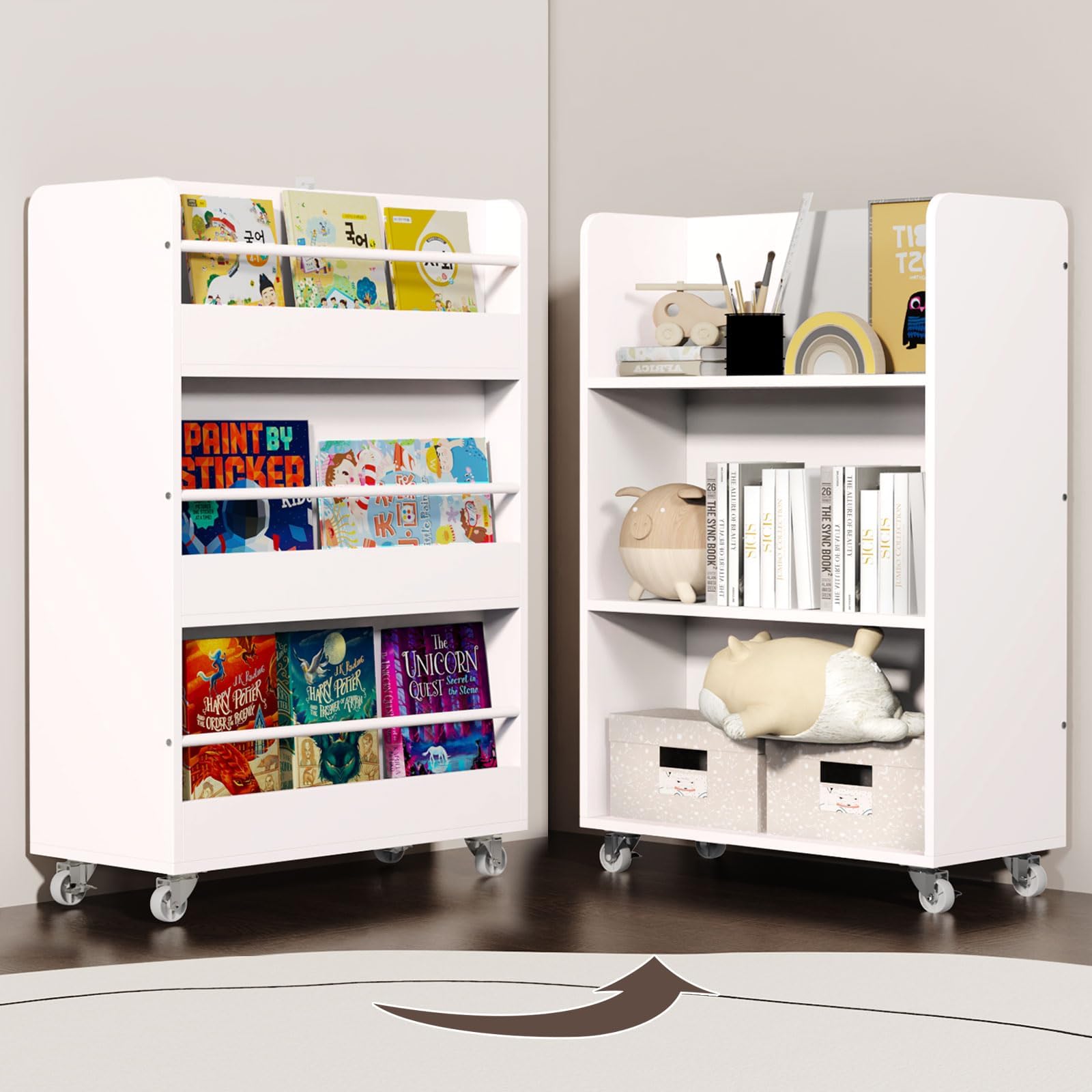 Amazon.com: OCERAVE Kids Bookshelf, Double-Sided Toddler Bookcase with ...