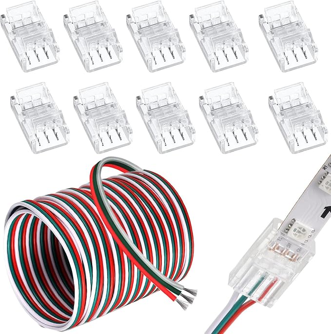 RUNCCI-YUN 10 Pcs LED Light Connector 3 Pin 10mm LED Strip Connector ...