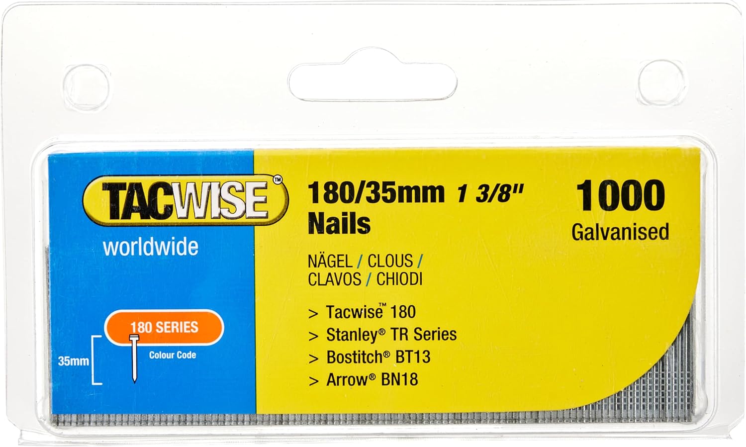 Tacwise 0364 Galvanised Brad Nails Type 18G / 35 mm, Pack of 1000 ...