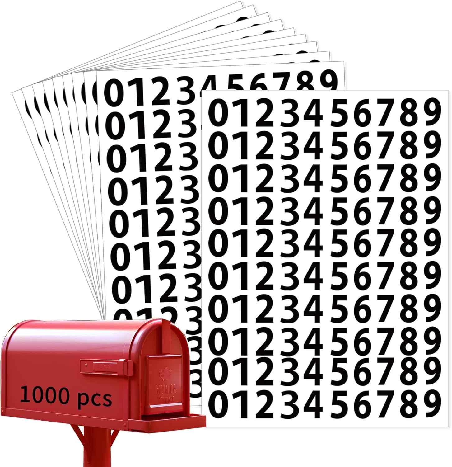 STARLIBOO 1000 PCS Number Stickers, 0.5" Waterproof Vinyl Labels ...
