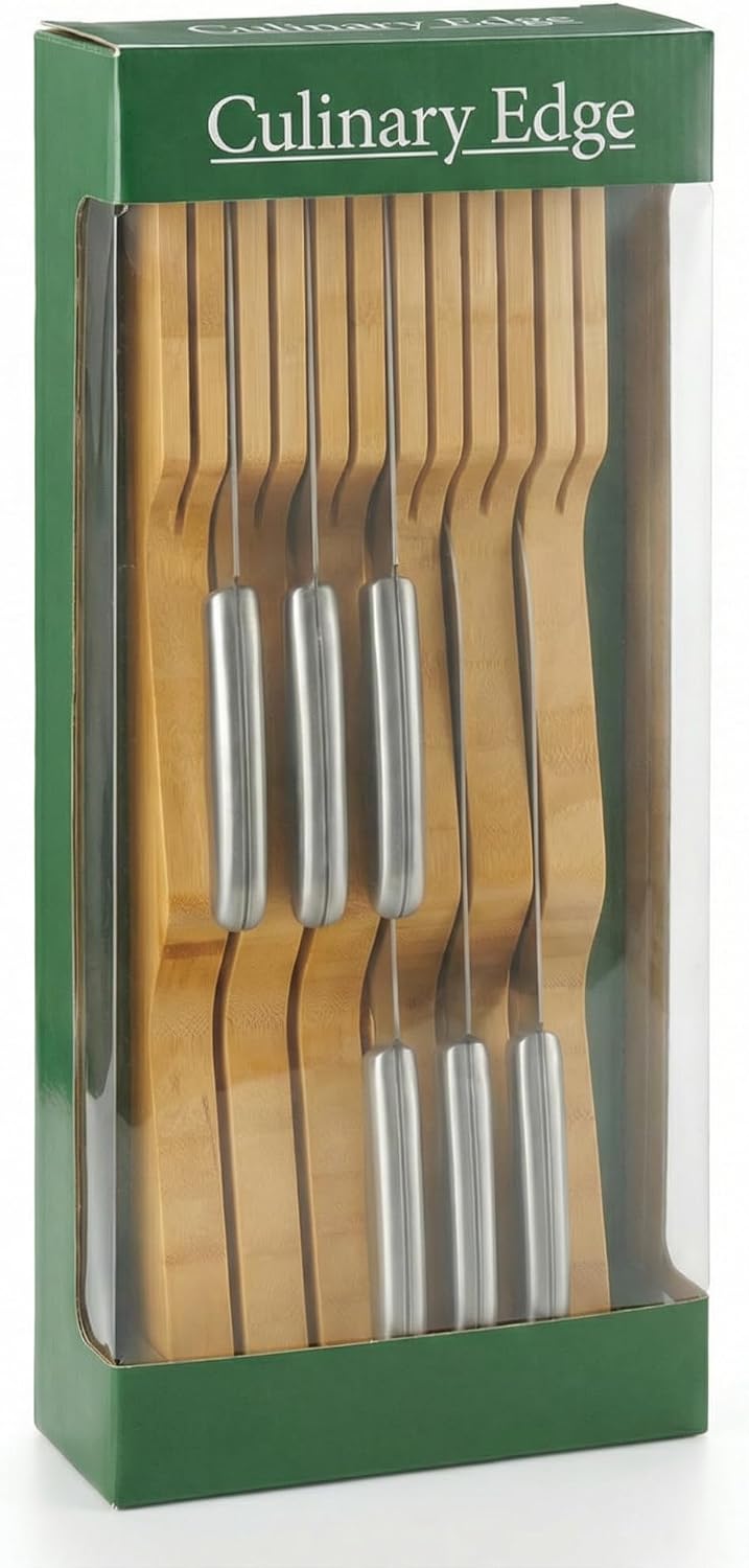 Amazon.com: Culinary Edge Bamboo In-Drawer Knife Block Organizer ...