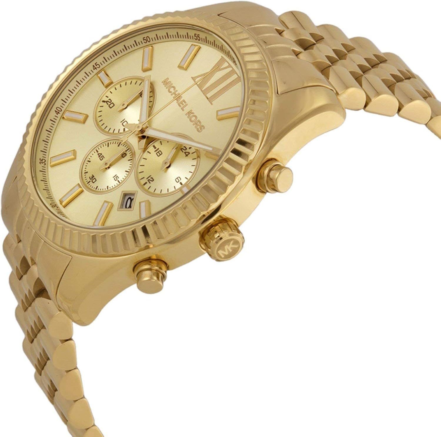 Amazon.com: Michael Kors Lexington Chronograph Gold-Tone Stainless ...