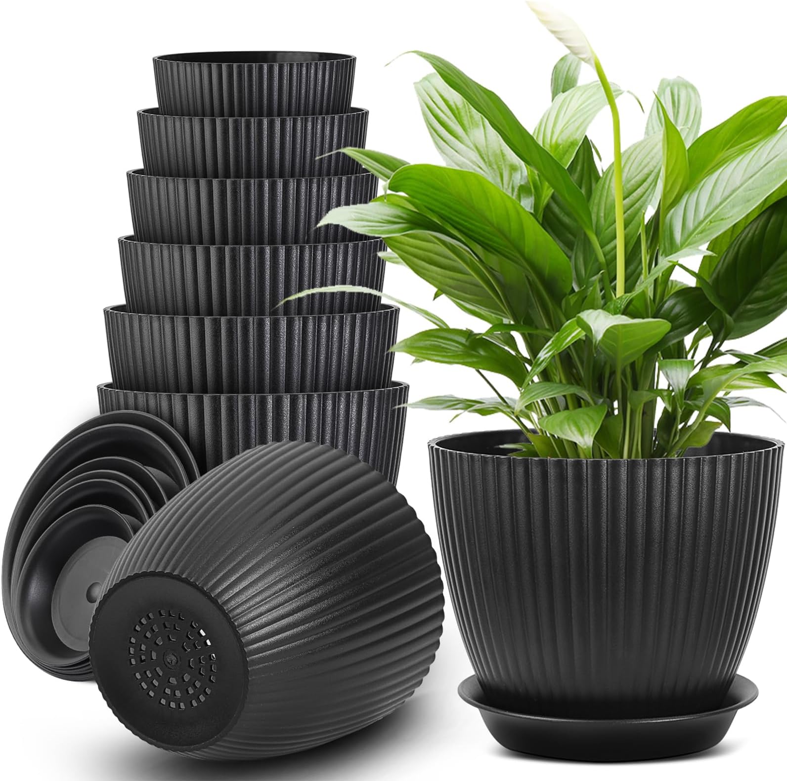 Decor Flower Pots Gloss Plastic Plant Pots Wedding Planter with Saucer ...