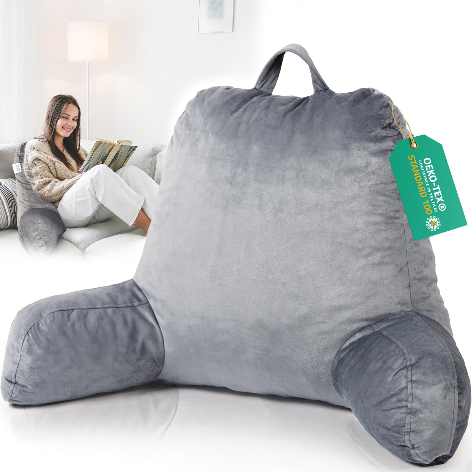 Amazon.com: Sasttie Reading Pillow for Sitting in Bed Adult, Velvet ...