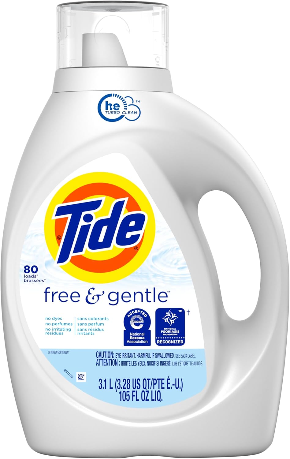 Amazon.com: Tide Free & Gentle Liquid Laundry Detergent, 80 loads, 105 ...