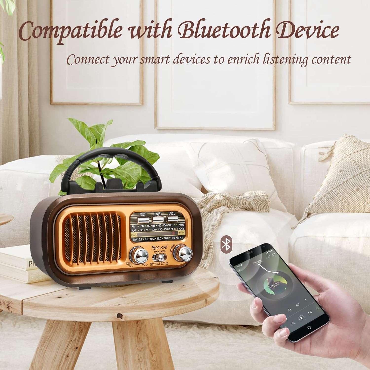 Portable Retro Radio with Bluetooth, Small Vintage AM FM Shortwave ...