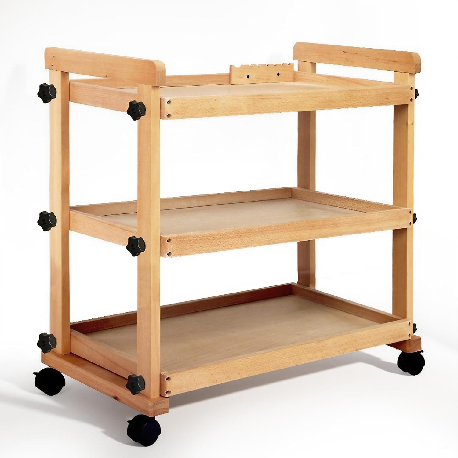3-Tier Rolling Art Cart with Wheels, Solid Beechwood Studio Storage ...