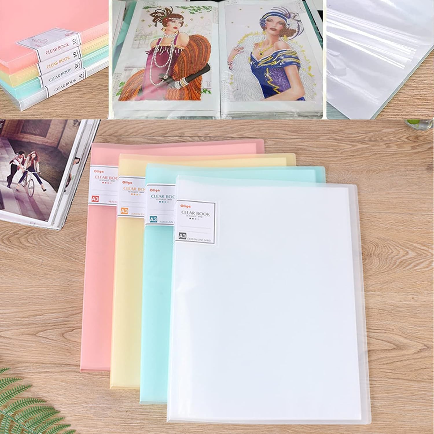 Amazon.com: A3 30 Pages Diamond Painting Storage Book - Clear Folder ...