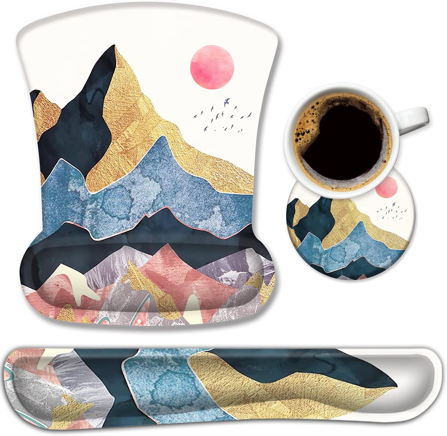 Amazon.com : EkuaBot Sunset Mouse Pad Keyboard Wrist Rest 3 in 1 for ...