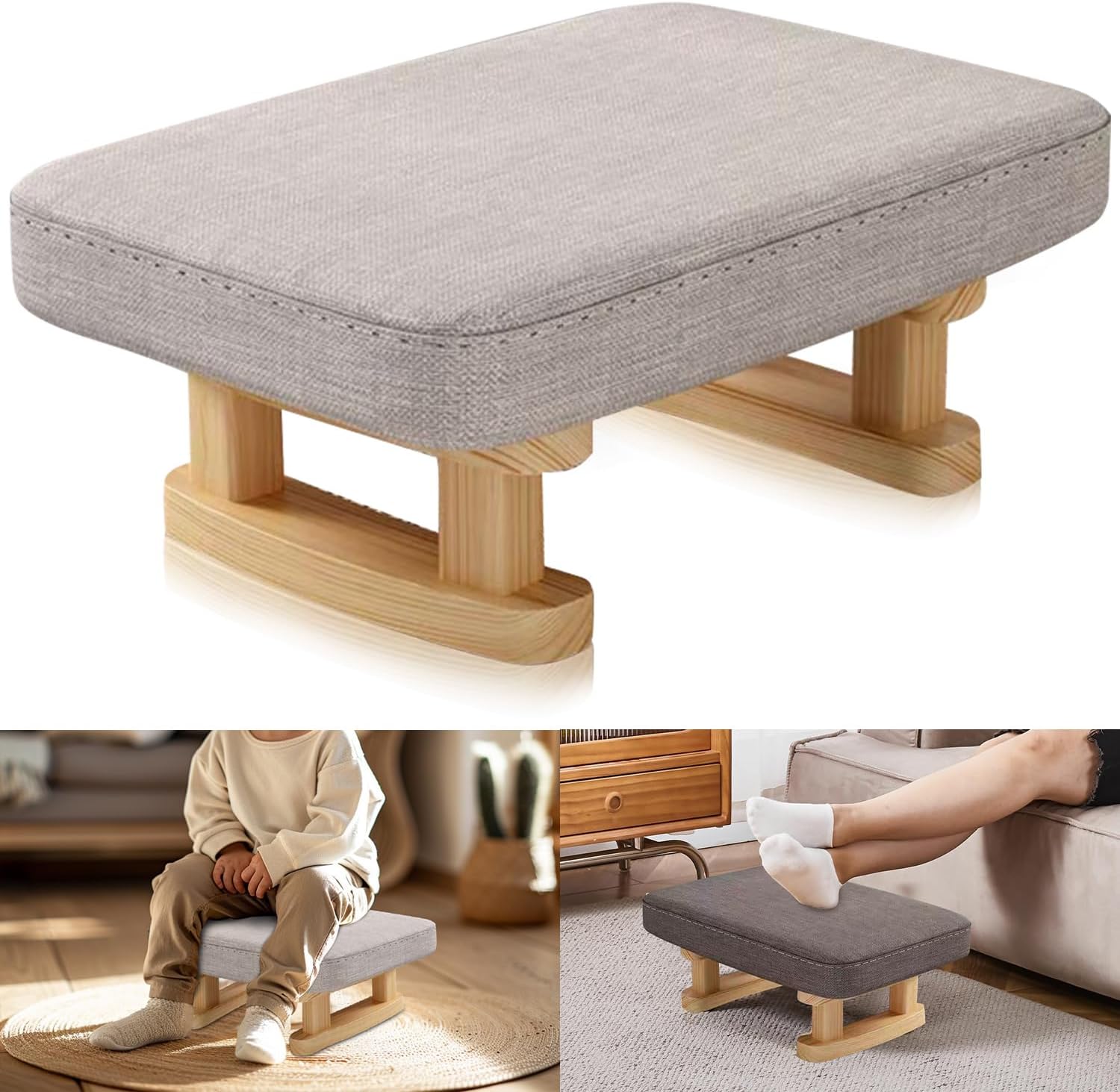 Lighterday Foot Stool, Pouffe Footstool with Cushion,Ottoman Stool with ...