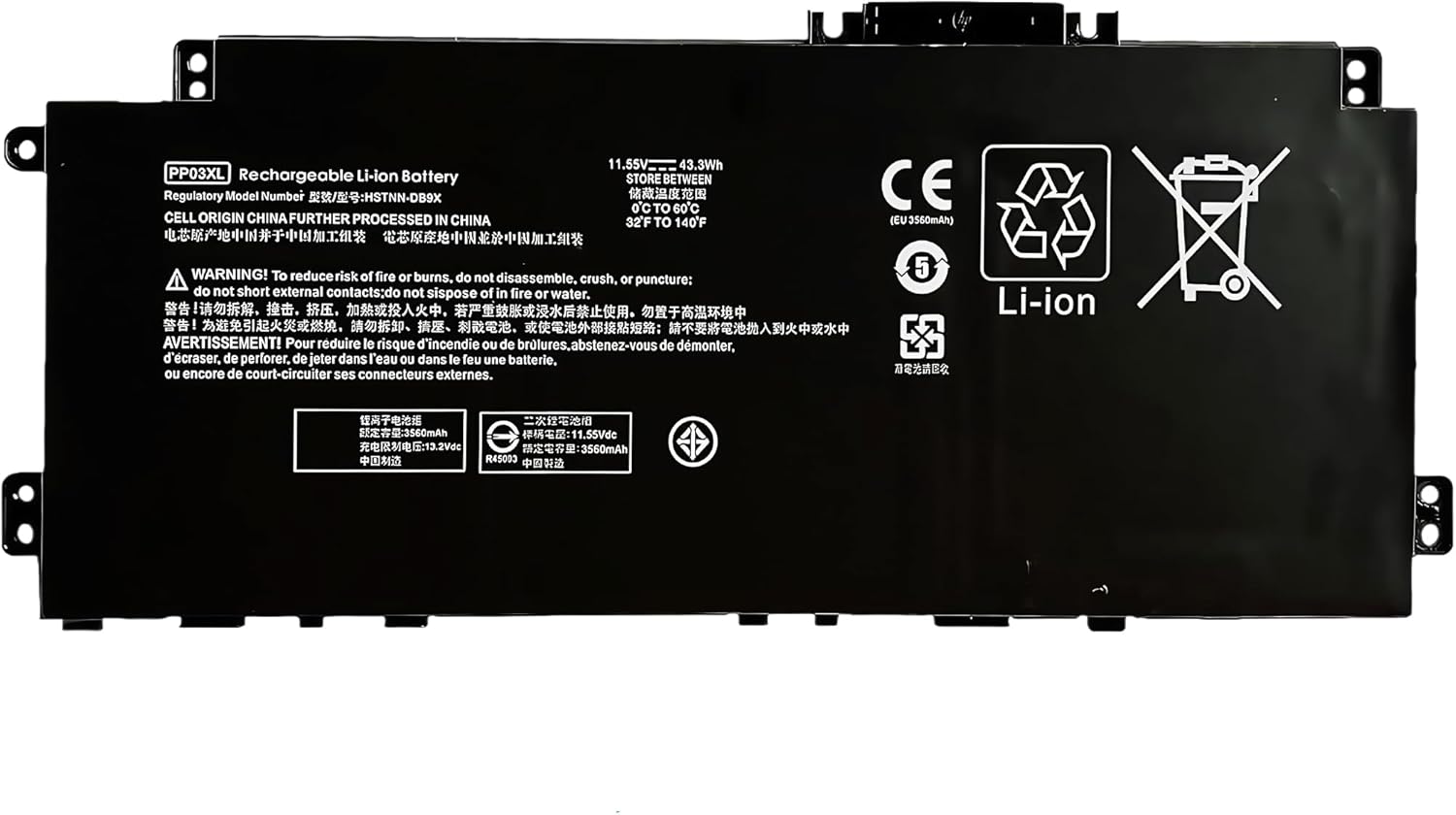 Amazon.com: Jbery 43.3Wh PP03XL PV03XL Laptop Battery for HP Pavilion ...