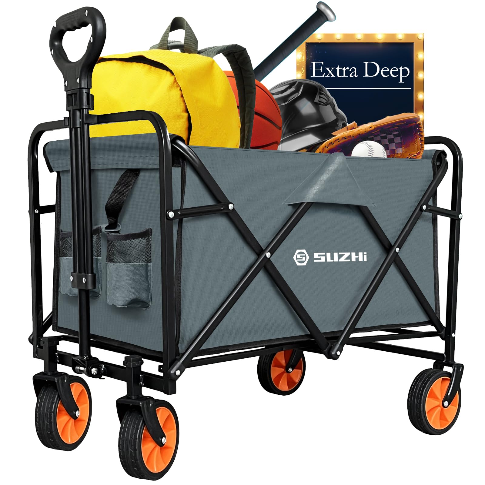 SuZhi Foldable Wagon Cart with Wheels Collapsible Heavy Duty for ...