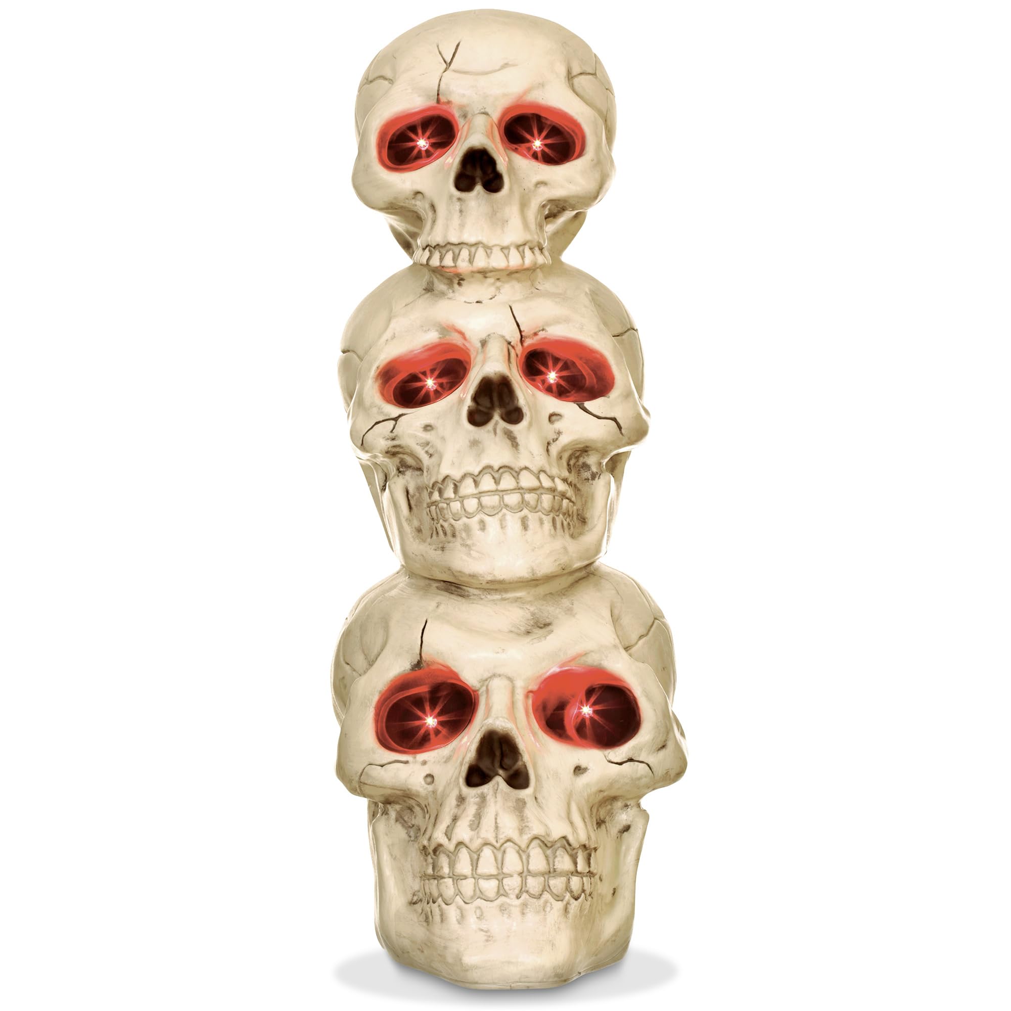 Amazon.com: BOO BOX Stacked Skulls with LED Eyes and Sound, 27.5" Scary ...