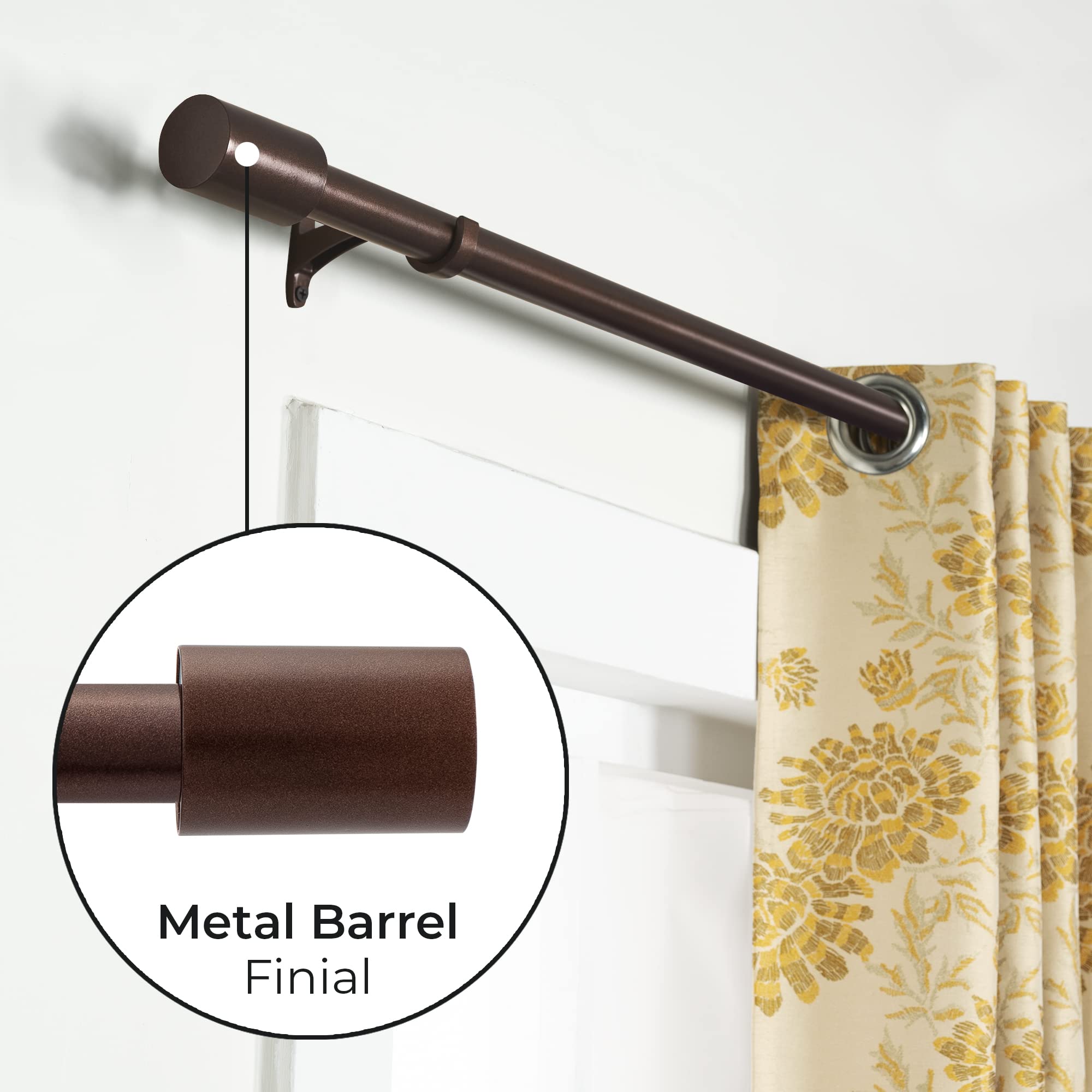 Deco Window 1 Inch Brown Curtain Rod for Windows and Doors Curtains ...