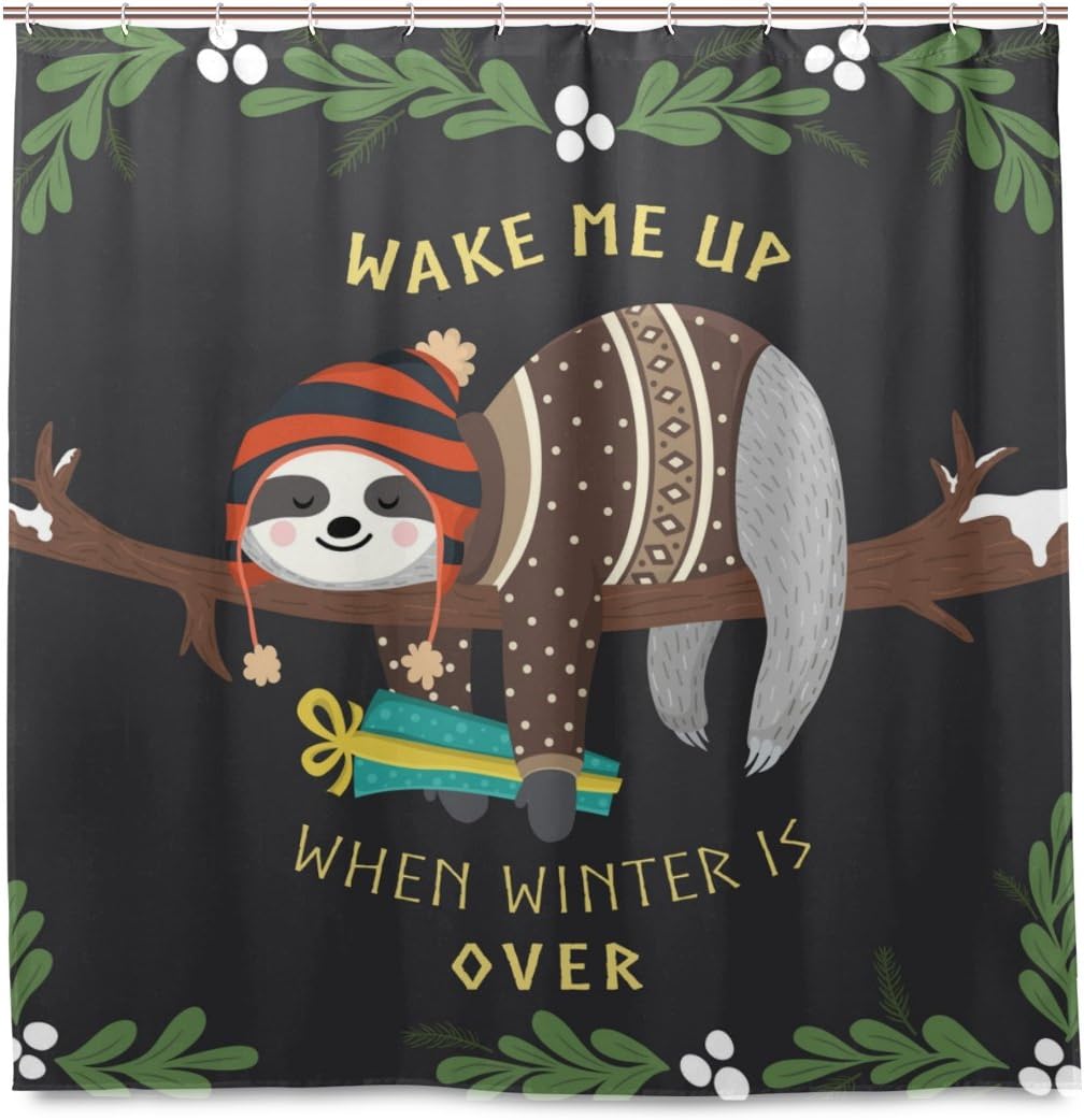 Amazon.com: ALAZA Funny Sloth Shower Curtain Waterproof Polyester Bath ...