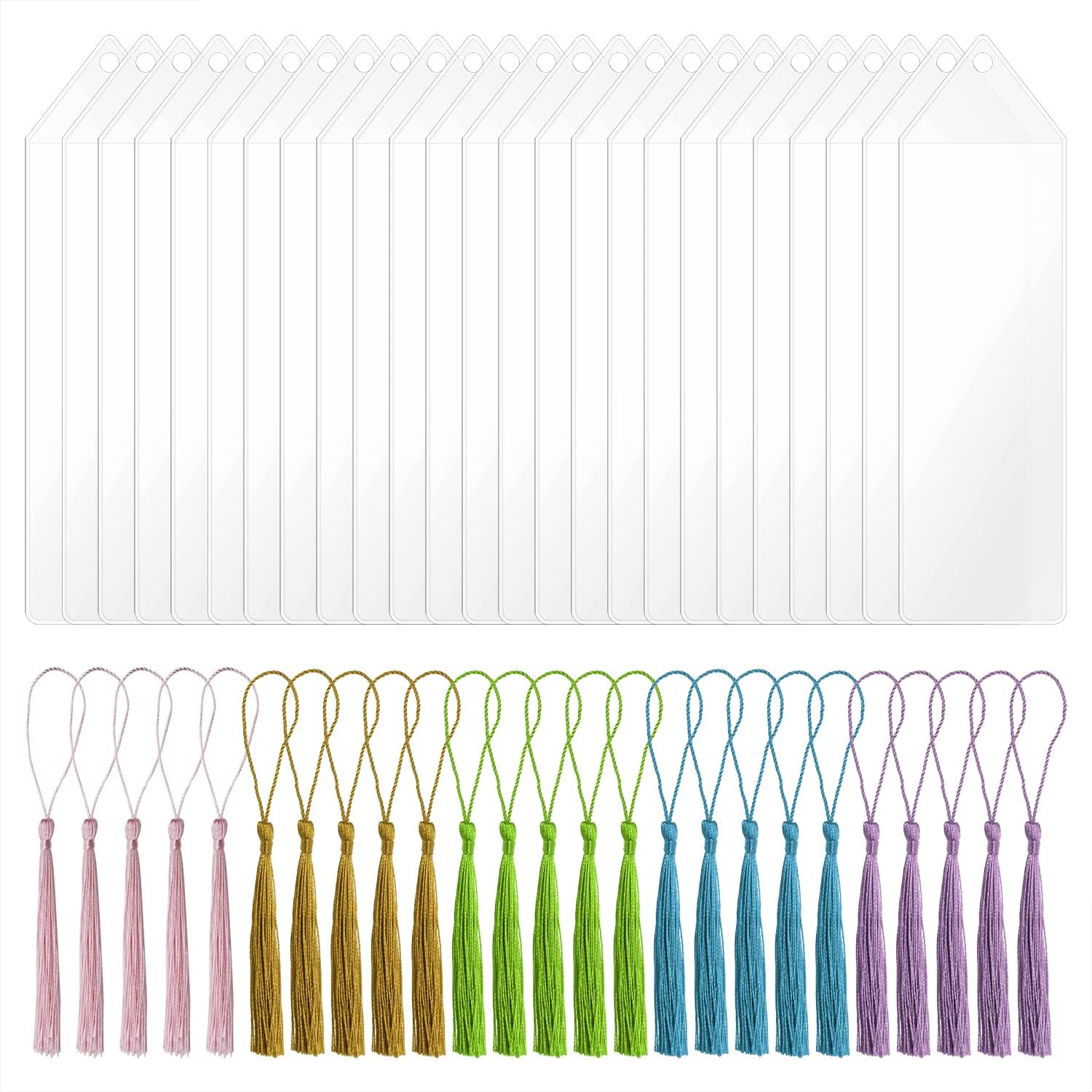Amazon.com: 15Pcs Bookmark Sleeves Clear with Tassels Plastic Blank ...