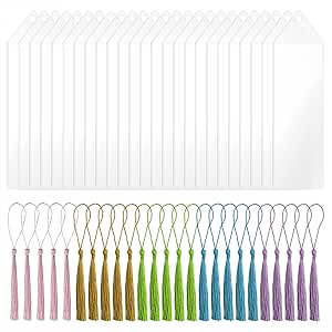 Amazon.com: Plastic Bookmark Sleeves with Tassels Penta Angel 25Pcs ...