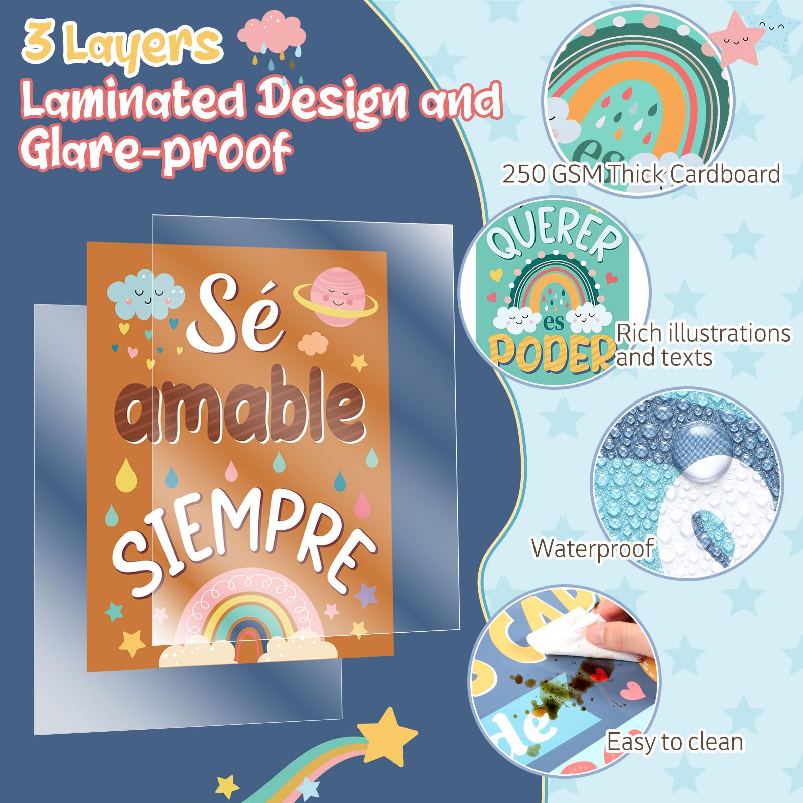 Snapklik.com : 21 Pcs Spanish Posters Bulk Bienvenidos Motivational ...