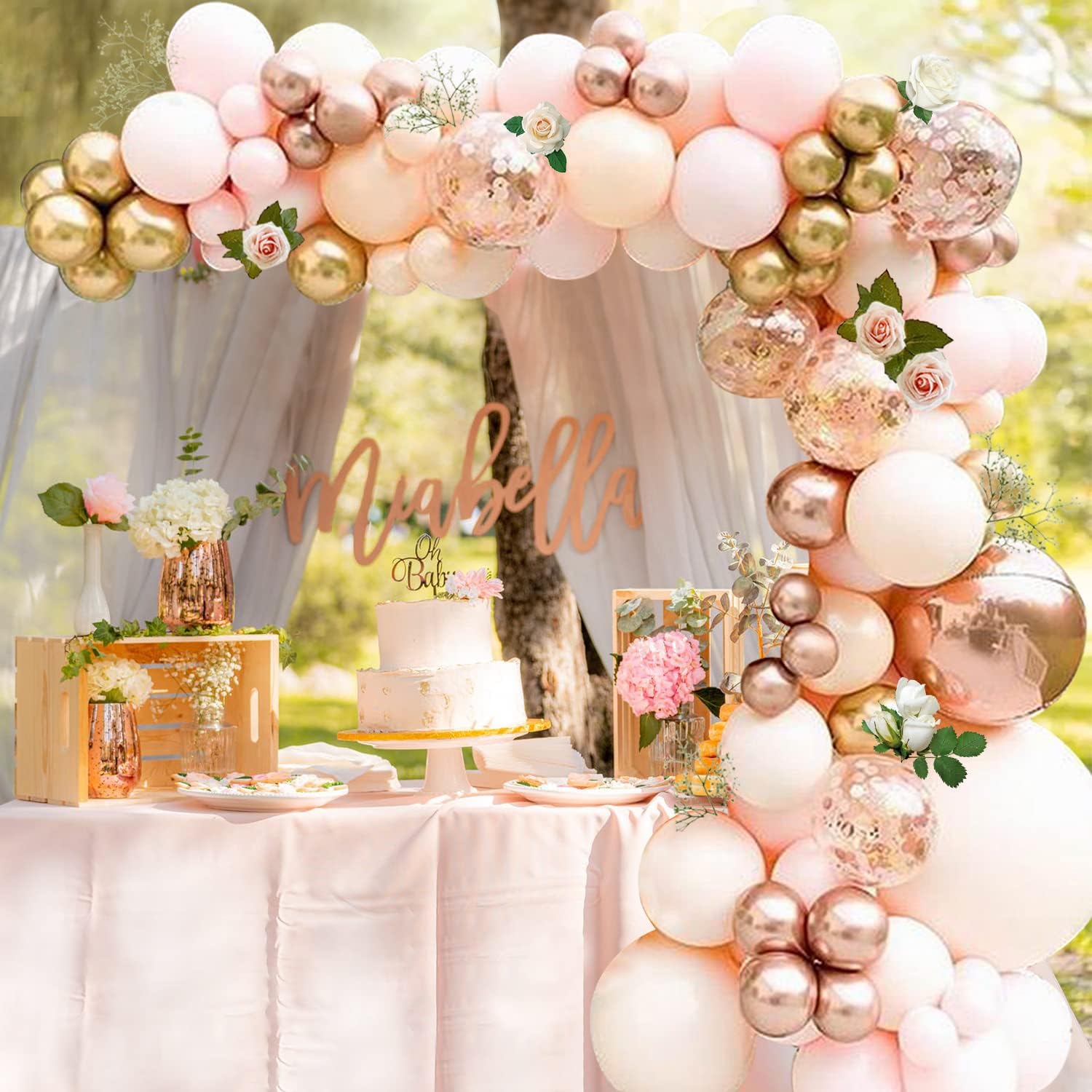 Buy Topico Rose Gold Balloon Garland Arch Kit, 96 Pieces Rose Gold Pink ...