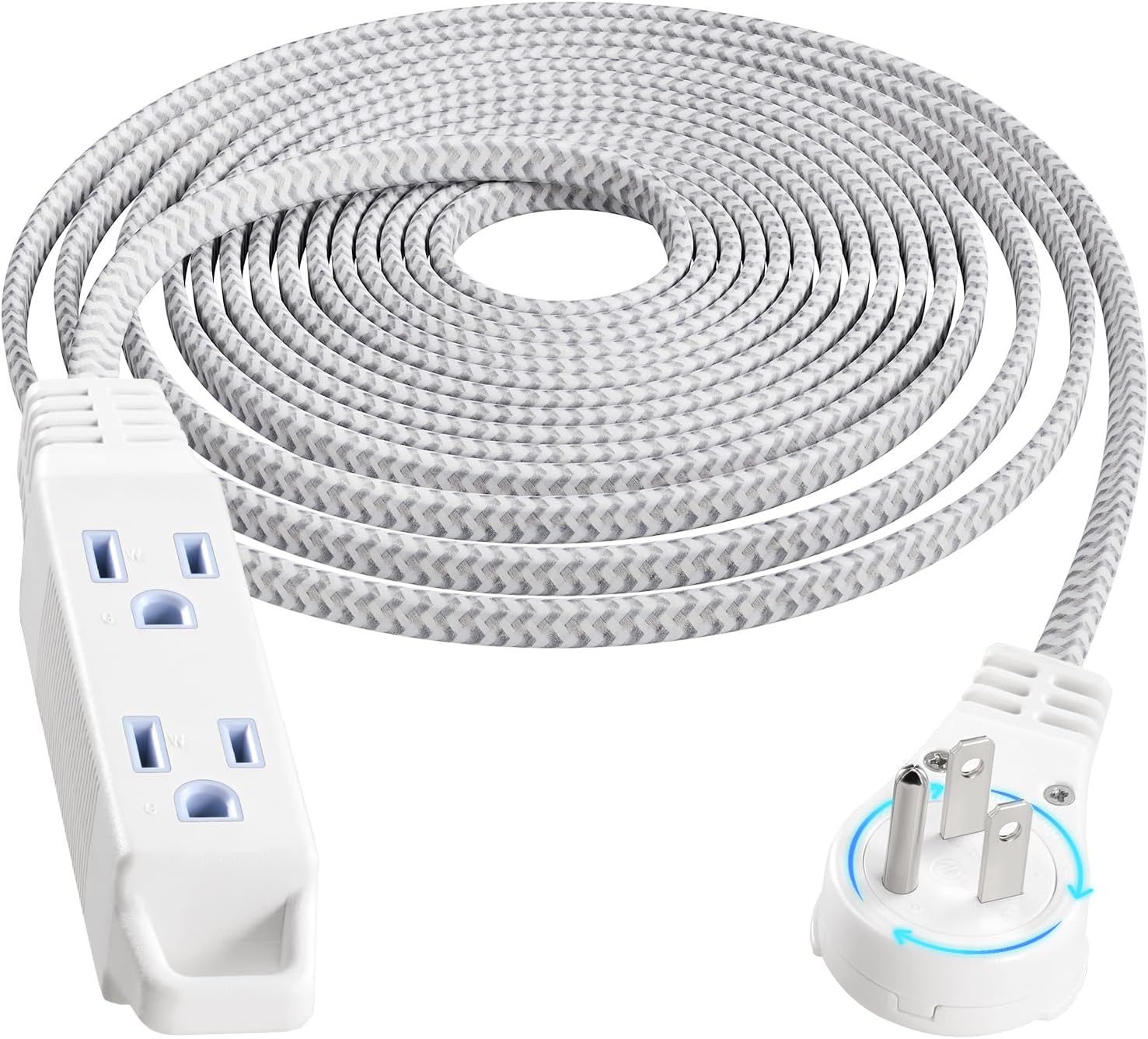 Amazon.com: SURAIELEC 20FT 360° Rotating Flat Plug Extension Cord Flat ...