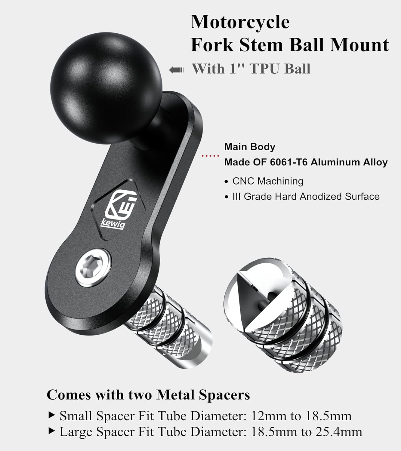 RAM Mounts Compatible Motorcycle Fork Stem Mount Base With 1" Ball ...