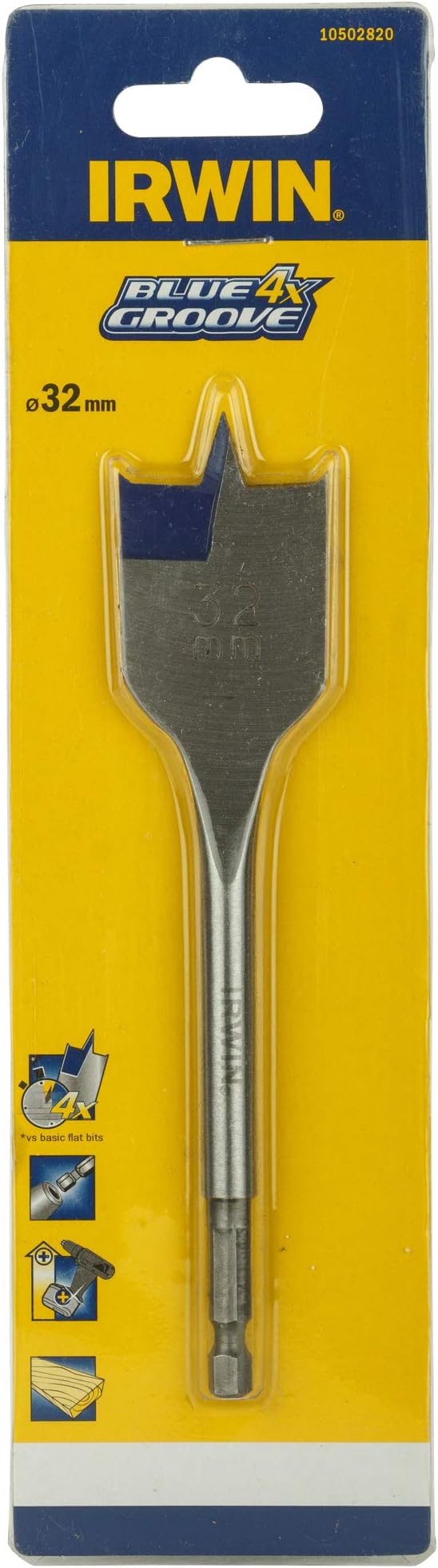 IRWIN 10502820 Selfcut BLUE GROOVE 4X 32x157mm Wooden Flat Bits ...