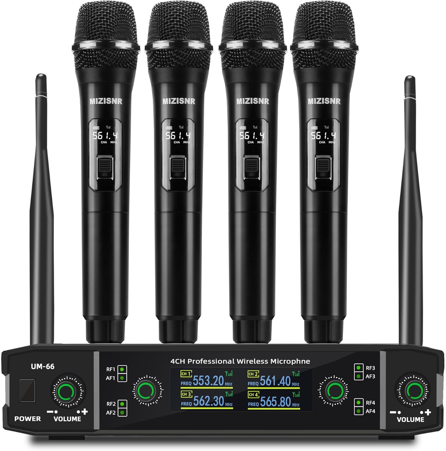 Amazon.com: MIZISNR UHF Wireless Microphone Systems, 4 Channels ...