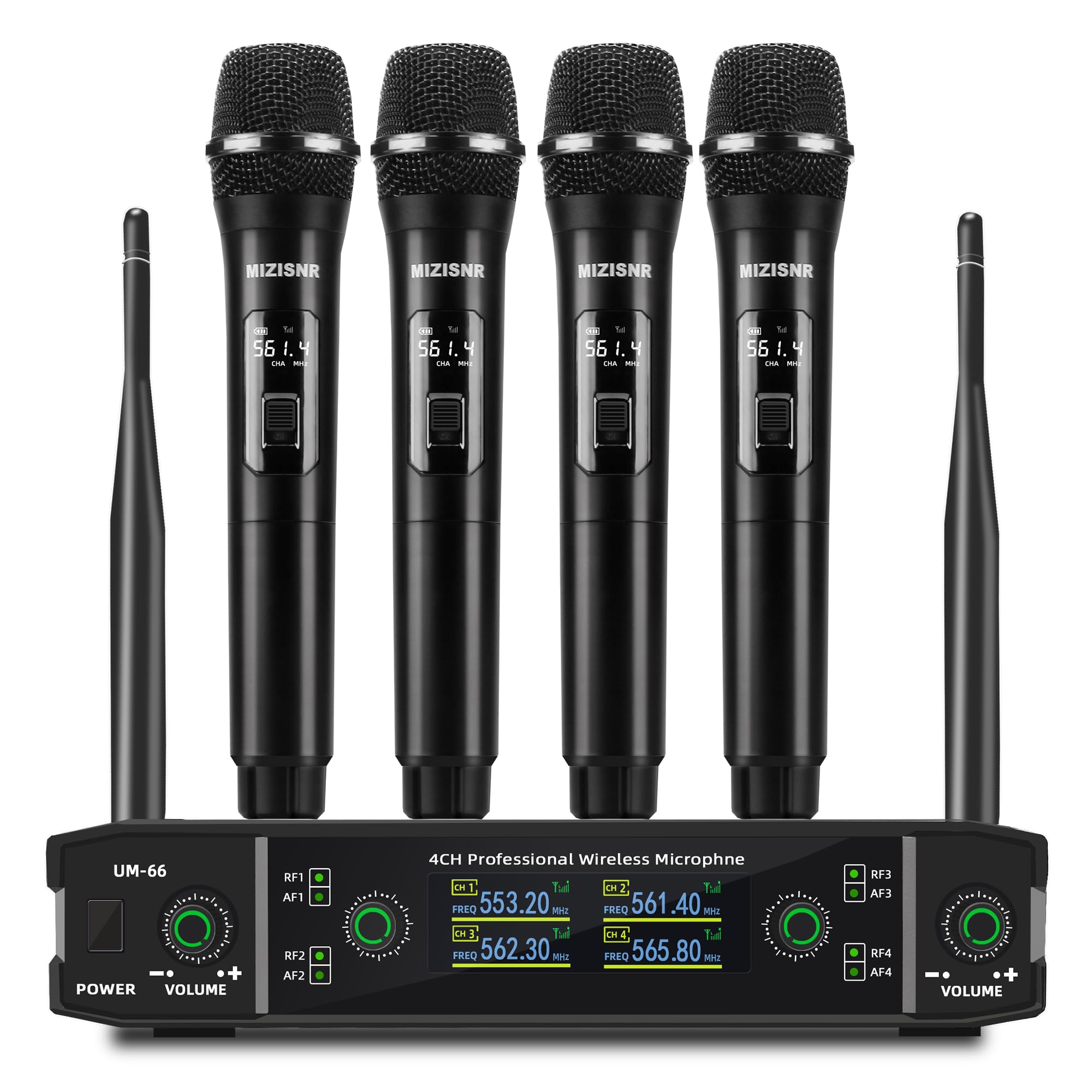 Amazon.com: MIZISNR UHF Wireless Microphone Systems, 4 Channels ...
