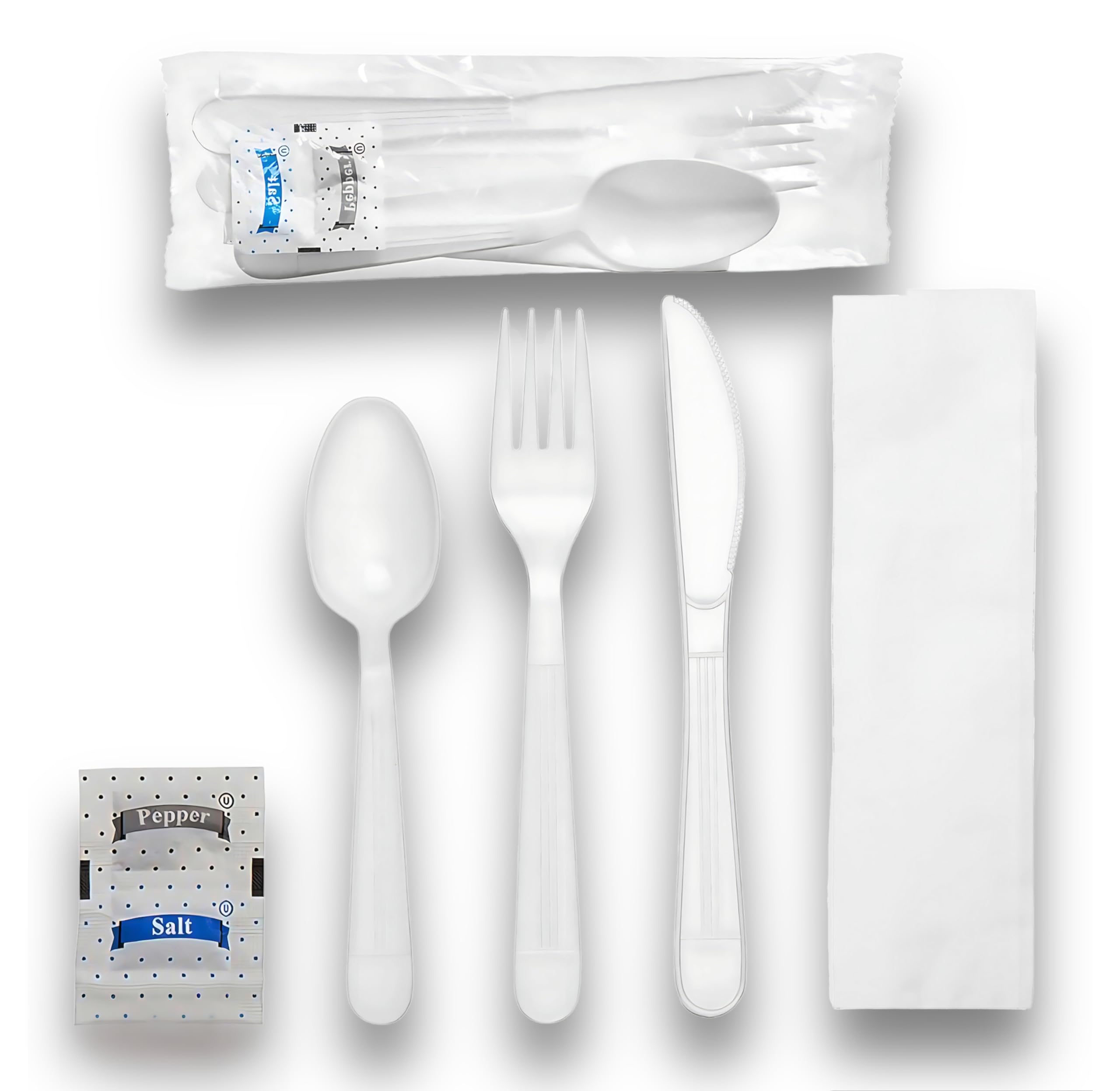 Amazon.com: Pokanic Plastic Utensils Silverware Wrapped Combo Set Bulk ...