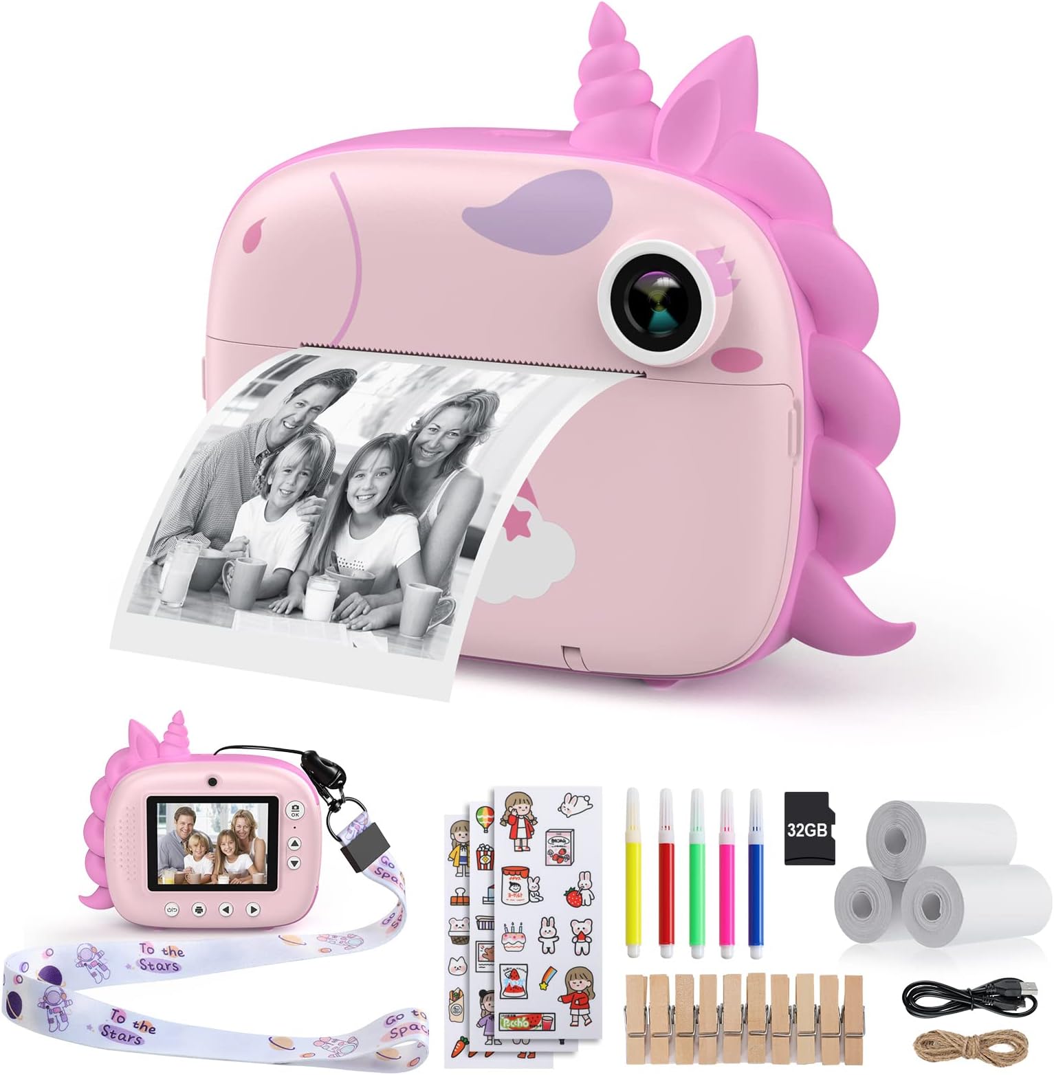 HiMont Instant Print, Digital Camera for Kids with Zero Ink Print Paper ...