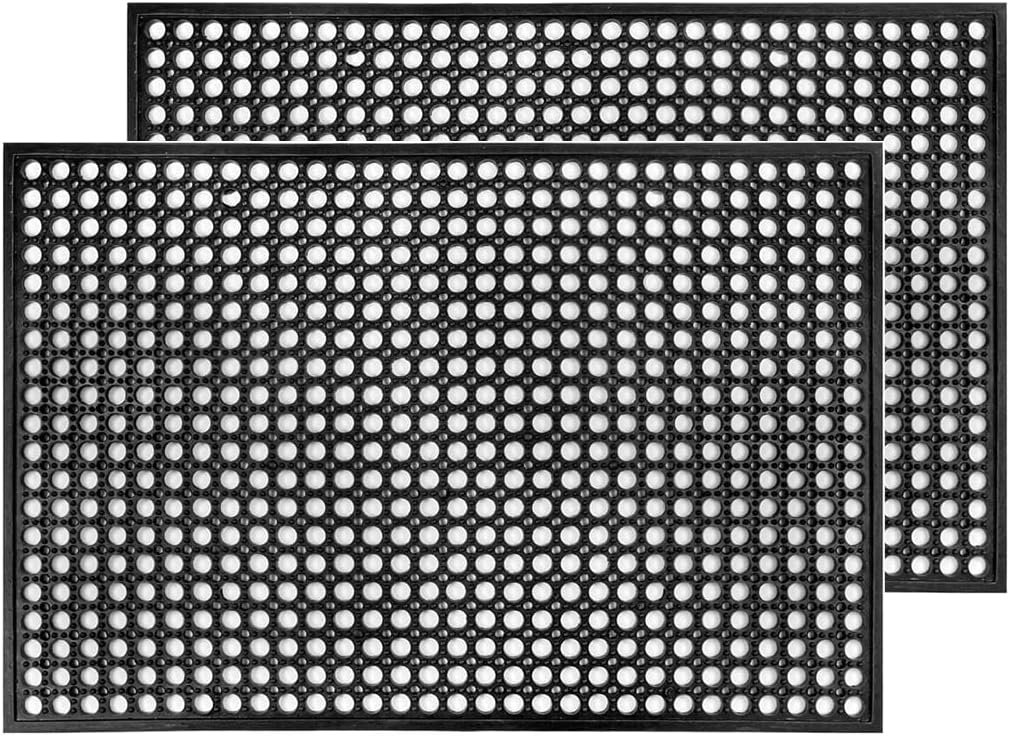 JKZ RUG AND DOORMATS Pack of 2 Door Mat Outdoor Heavy Duty Rubber Ring ...