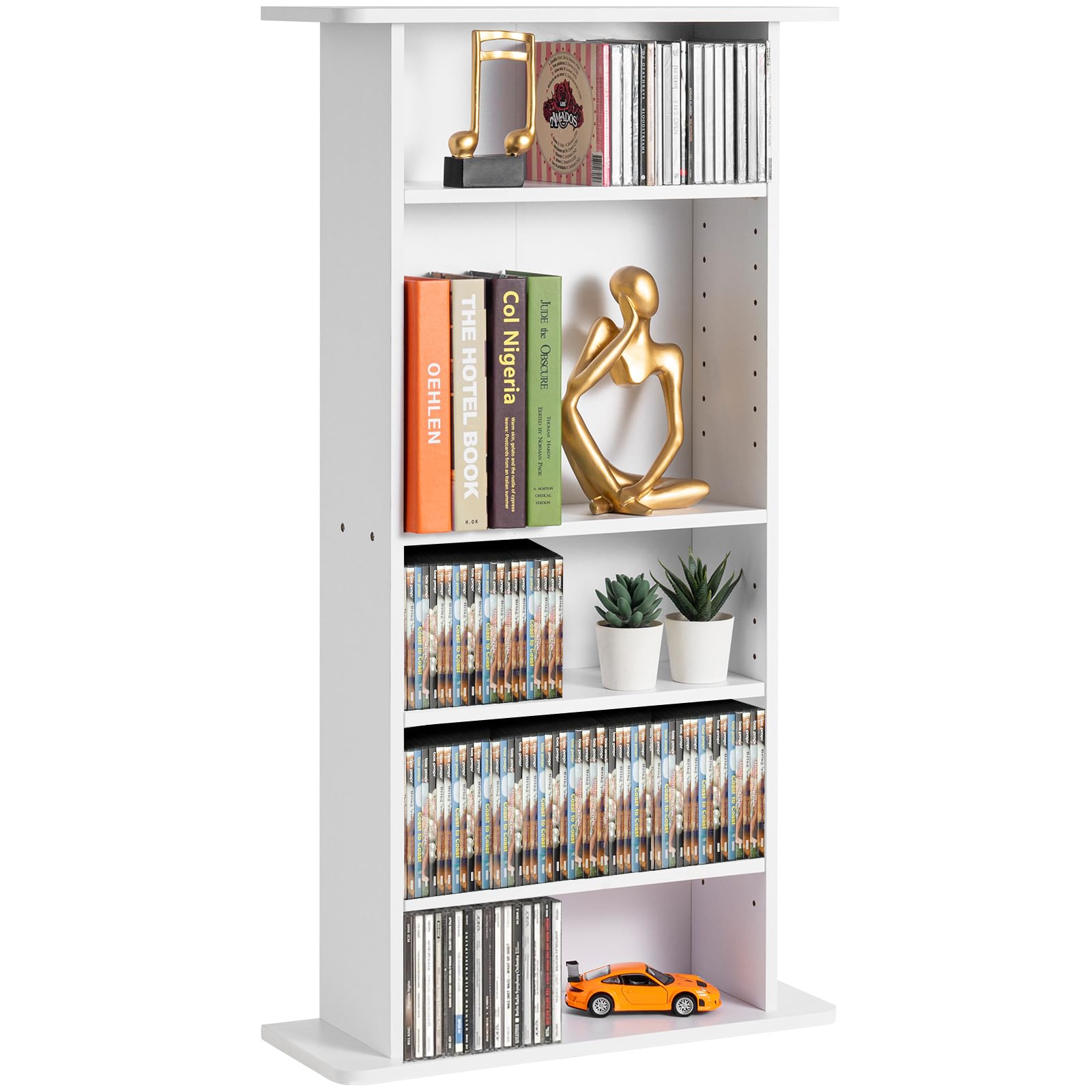 VEVOR Media Storage Cabinet, 5-layer DVD Shelf, Adjustable CD Shelves ...