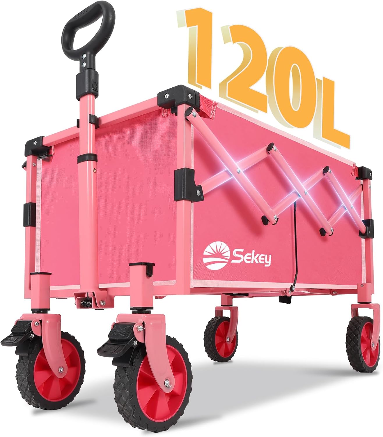 Amazon.com: Wagon with Brakes, Foldable Cart with 220LBS Capacity ...
