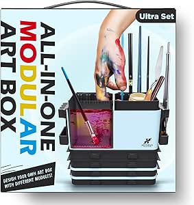 Amazon.com: KRYDRUFI Portable All-in-One Modular Painting Station with Paint Brush Cleaner and ...