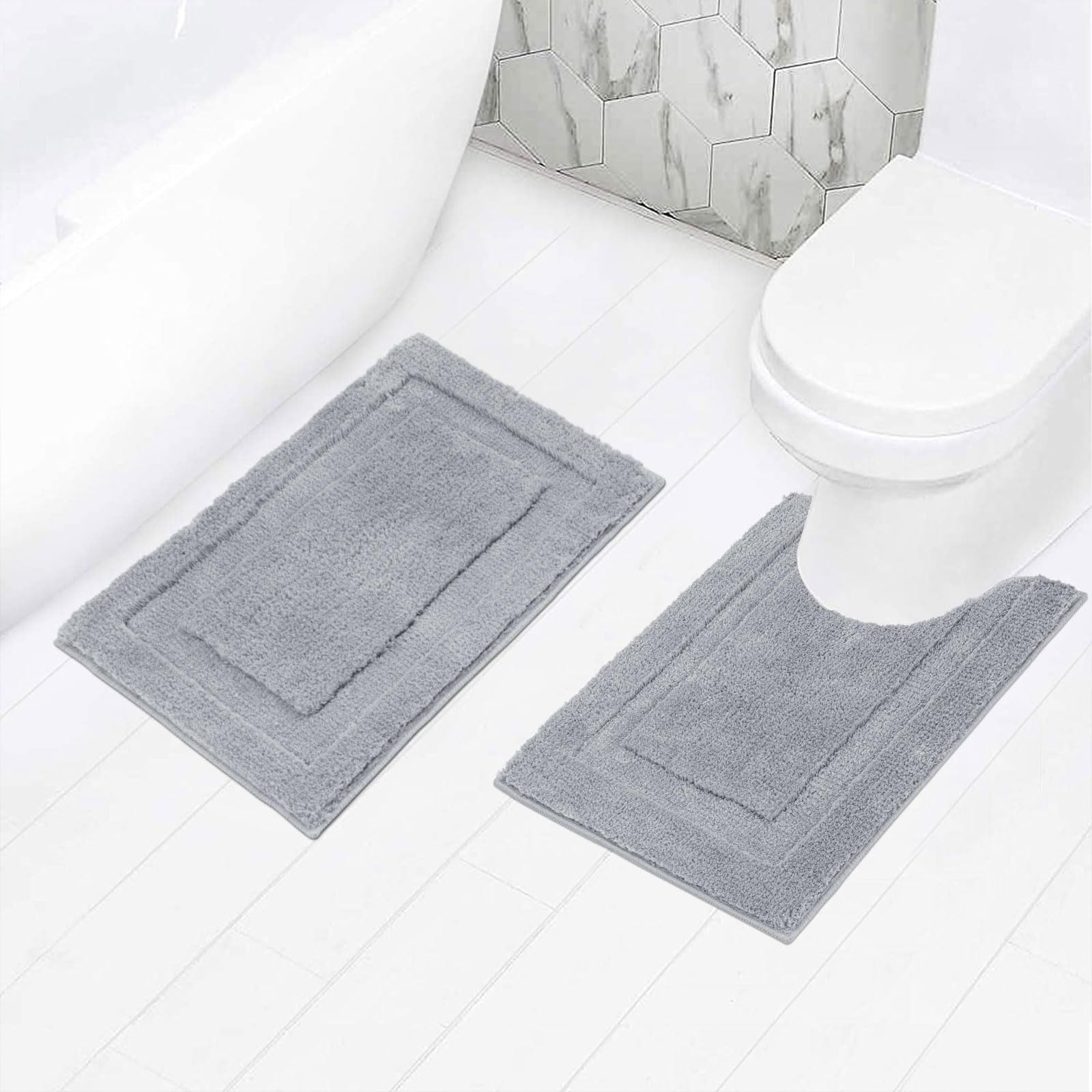 Amazon.com: SHACOS Bathroom Rugs Set of 2 Pieces Small Bath Rugs with U ...