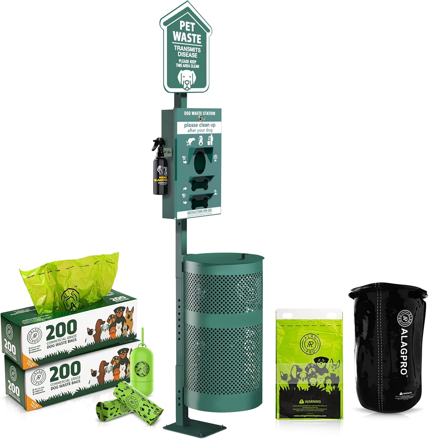 Amazon.com: ALAGPRO® Pet Waste Station Outdoor Dog Waste Station with ...
