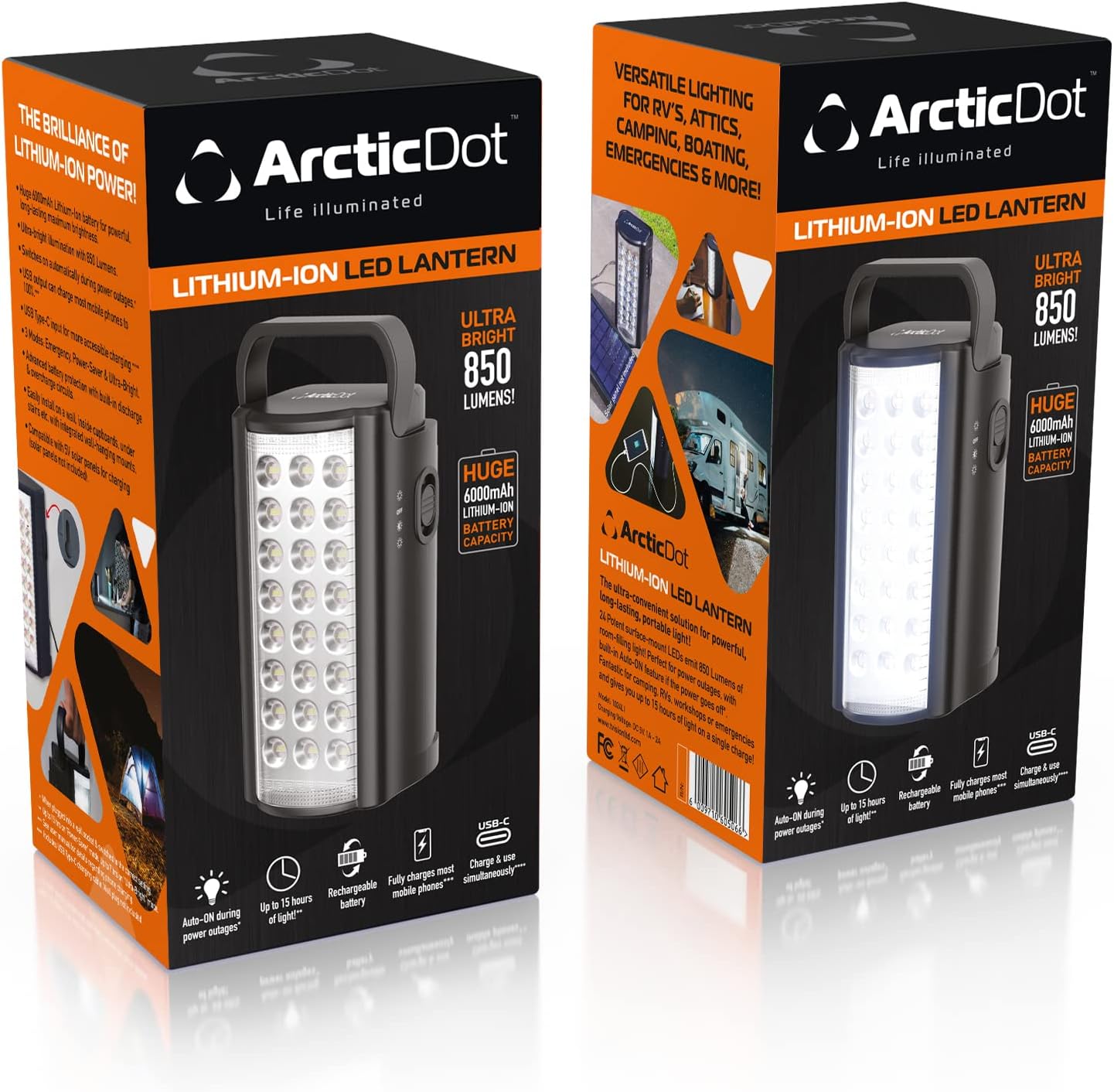 Amazon.com: ARCTICDOT 850 Lumen, 6000 MAH, LED Emergency Light ...