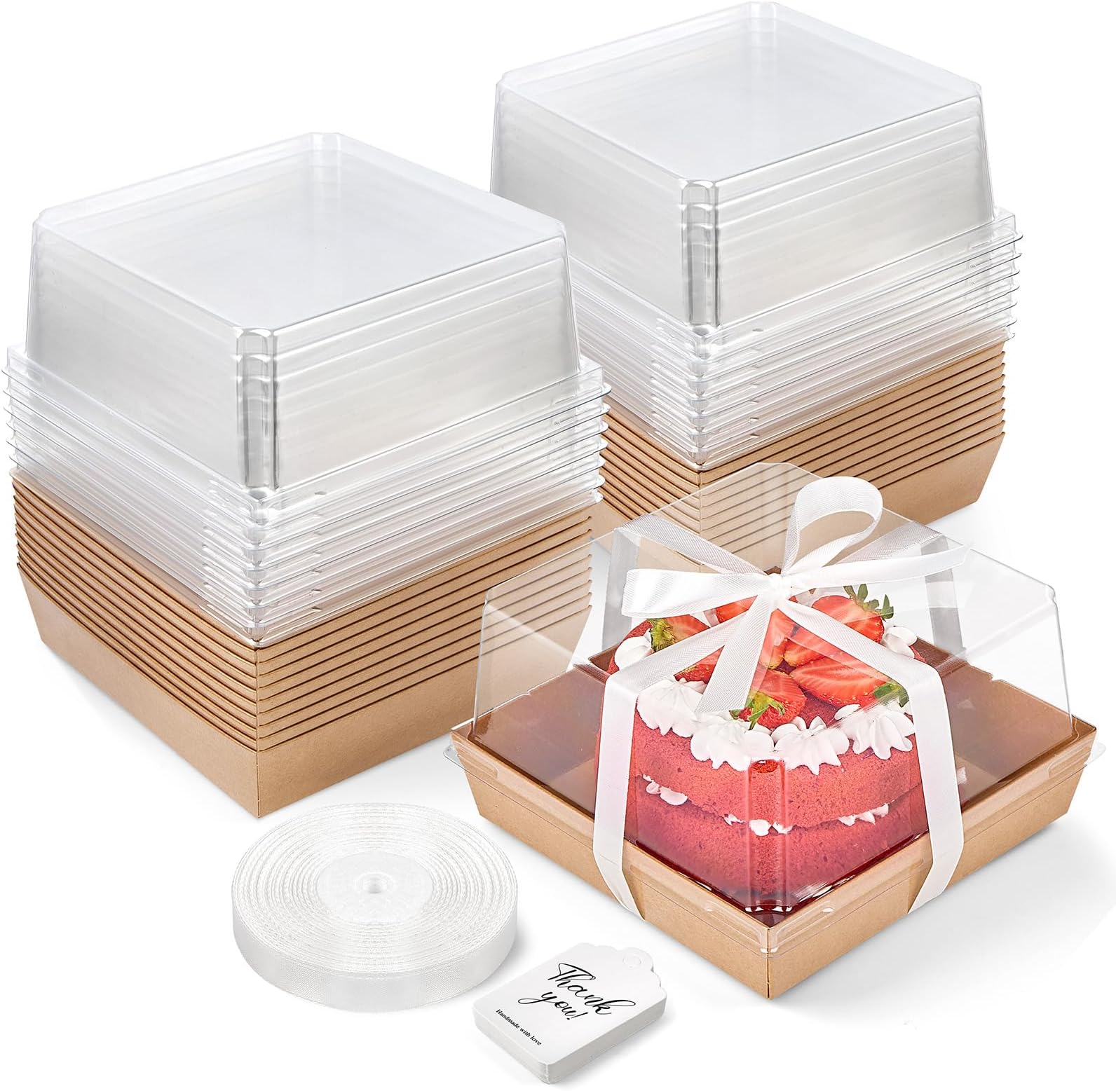 Amazon.com: SENENQU 25 PACK 6" Plastic Disposable Cake Containers ...